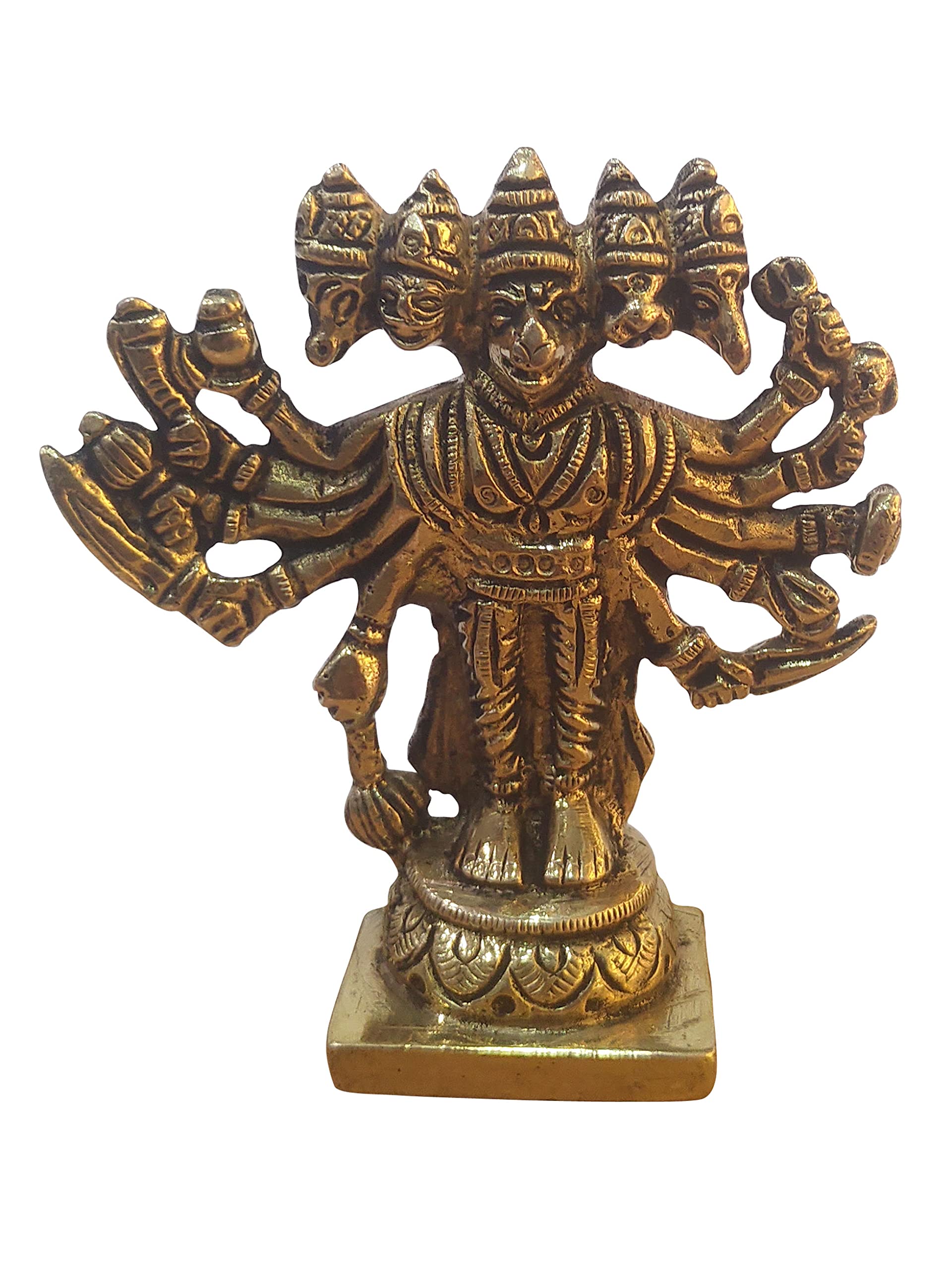 Buy Om Shree Siddhi Vinayak Murti Bhandar Brass Panchmukhi Hanuman Idol ...