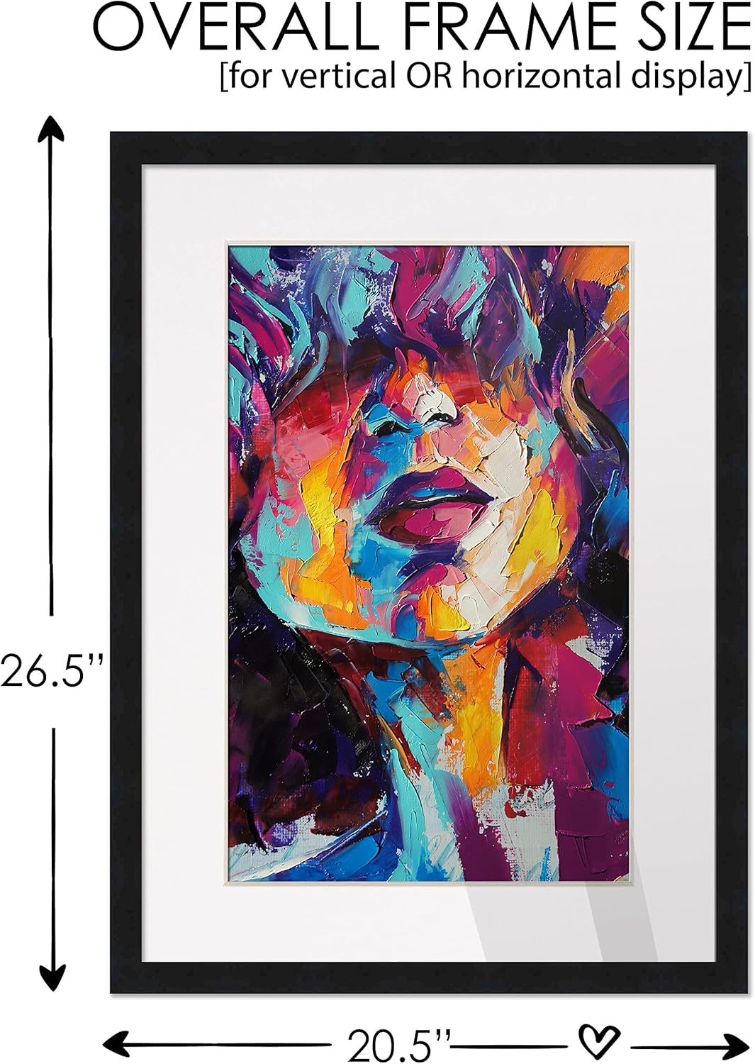 CountryArtHouse 16×23 Frame Black Solid Wood with White Mat 19×25 Frame ...