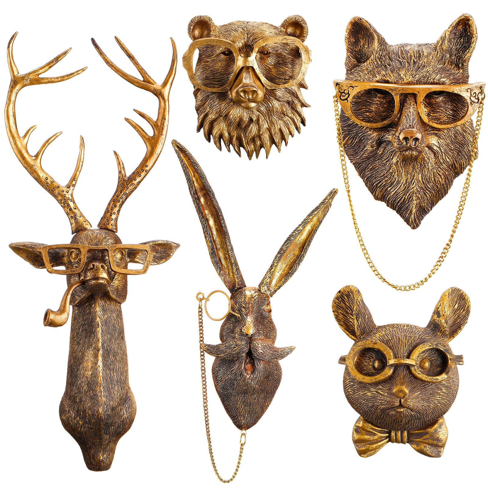 Wesiti 5 Pcs Animal Head Wall Decoration Imitation Deer Head Bracket ...