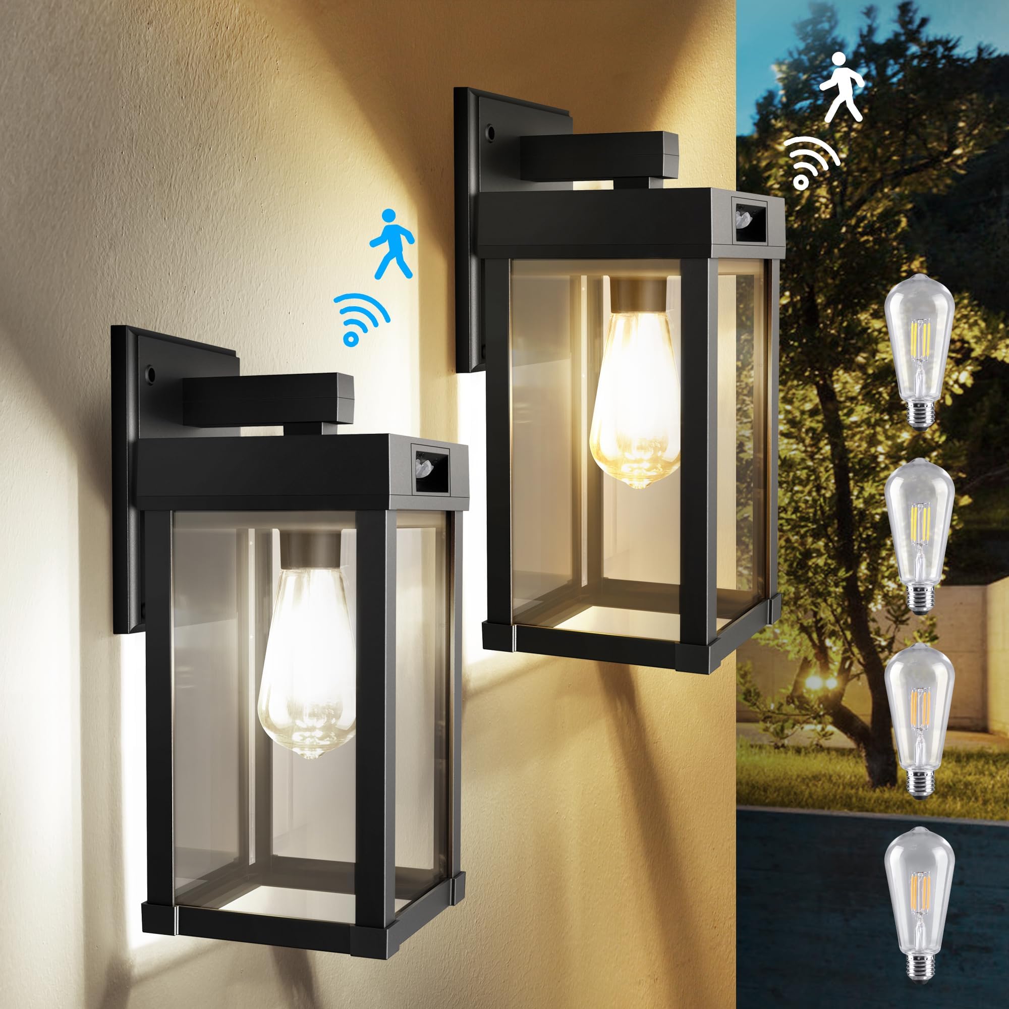 FabStyl Solar Square Wall Lantern Light with Motion Sensor, Solar ...