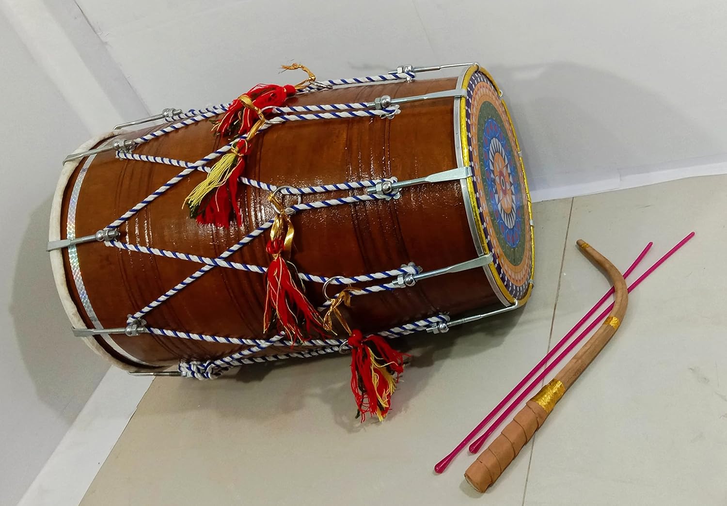 Star Musical Mango wood Standard Punjabi Bhangra Dhol Nut Bolt System ...