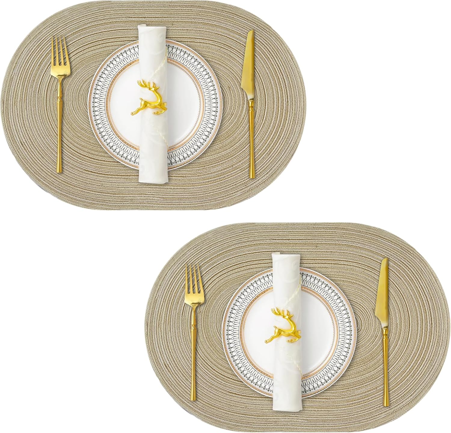 Amazon.com: JeogYong Oval Placemats Set of 2 Washable Placemats Woven ...