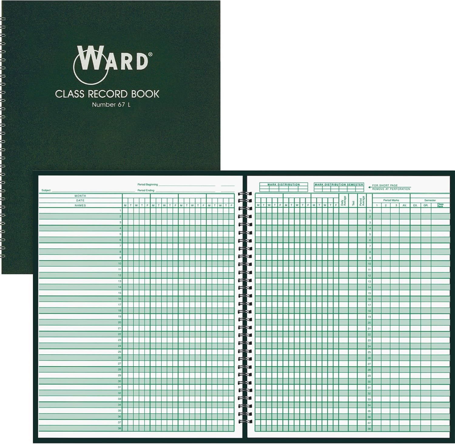 Class Record Book 38 Students 6 7 Week Grading 11 X 8 1 2 Green class-record-book-38-students-6-7-week-grading-11-x-8-1-2-green