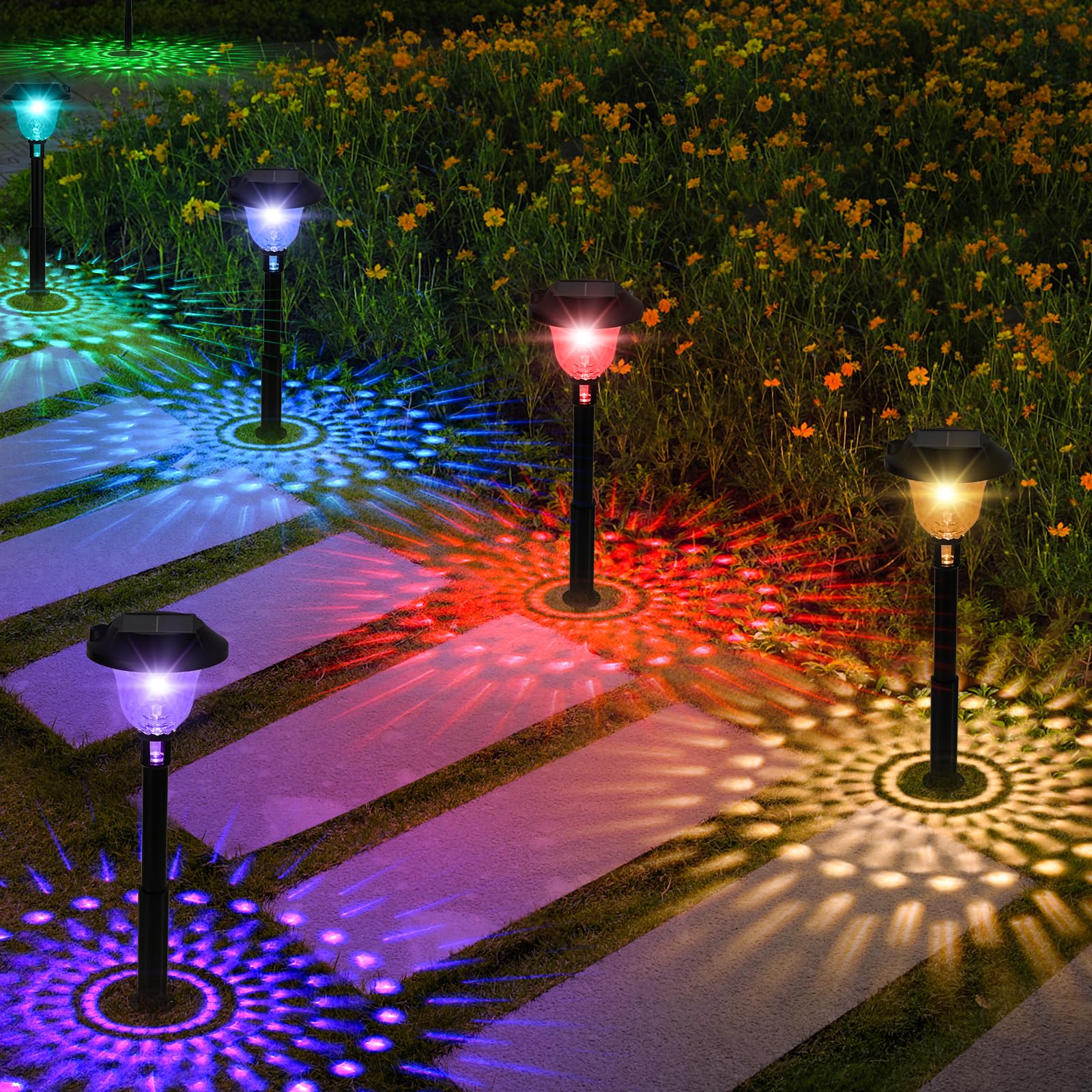 Comius Sharp Solarlampen für Außen Garten, 4 Stück Warmweiß & Bunt ...