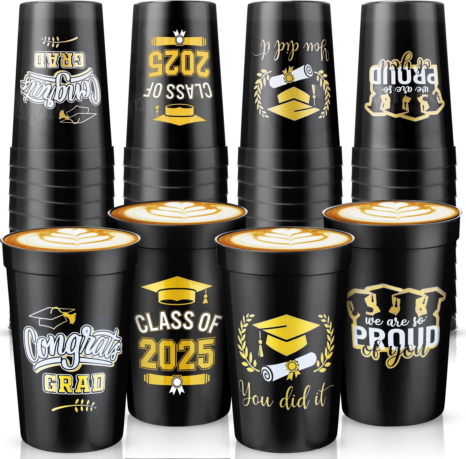 Amazon.com: Graduation Cups with Lids and Straws, Reusable Plastic Cap ...