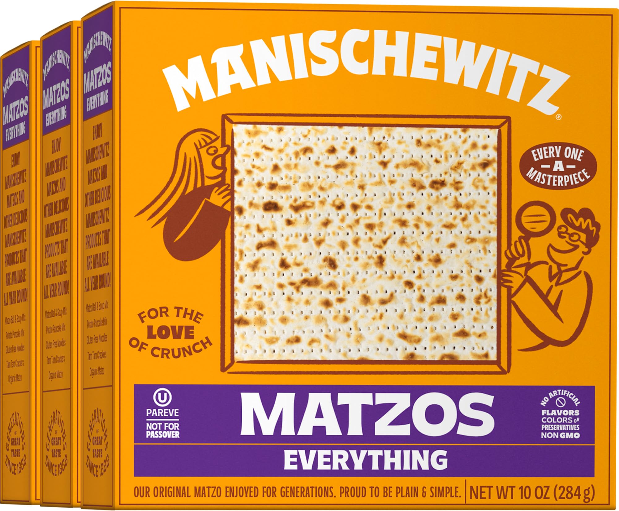 Amazon.com: Manischewitz Everything Matzo 10 oz (3 Pack) | Thin ...
