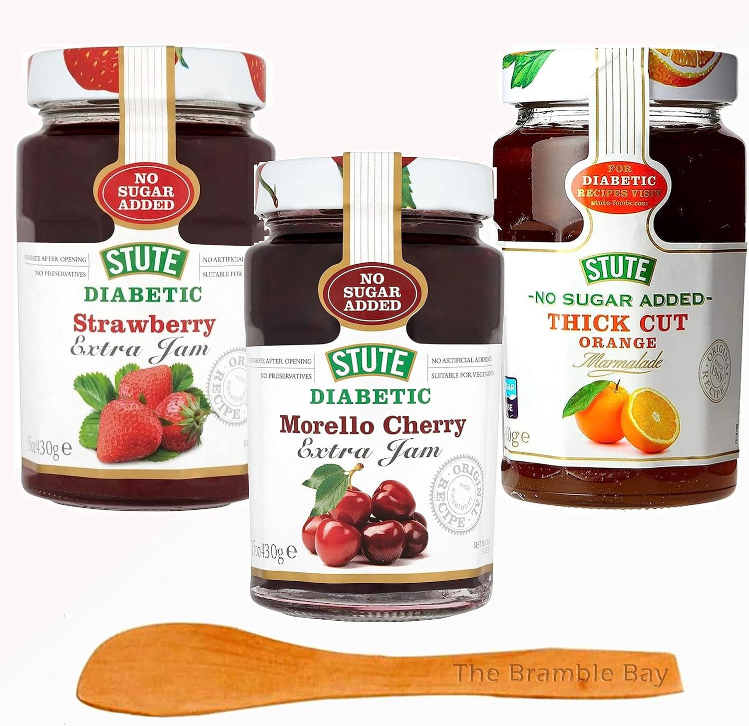 Diabetic Marmalade Food bundle includes Stute No Added Sugar Strawberry Jam, Morello Cherry Jam ...