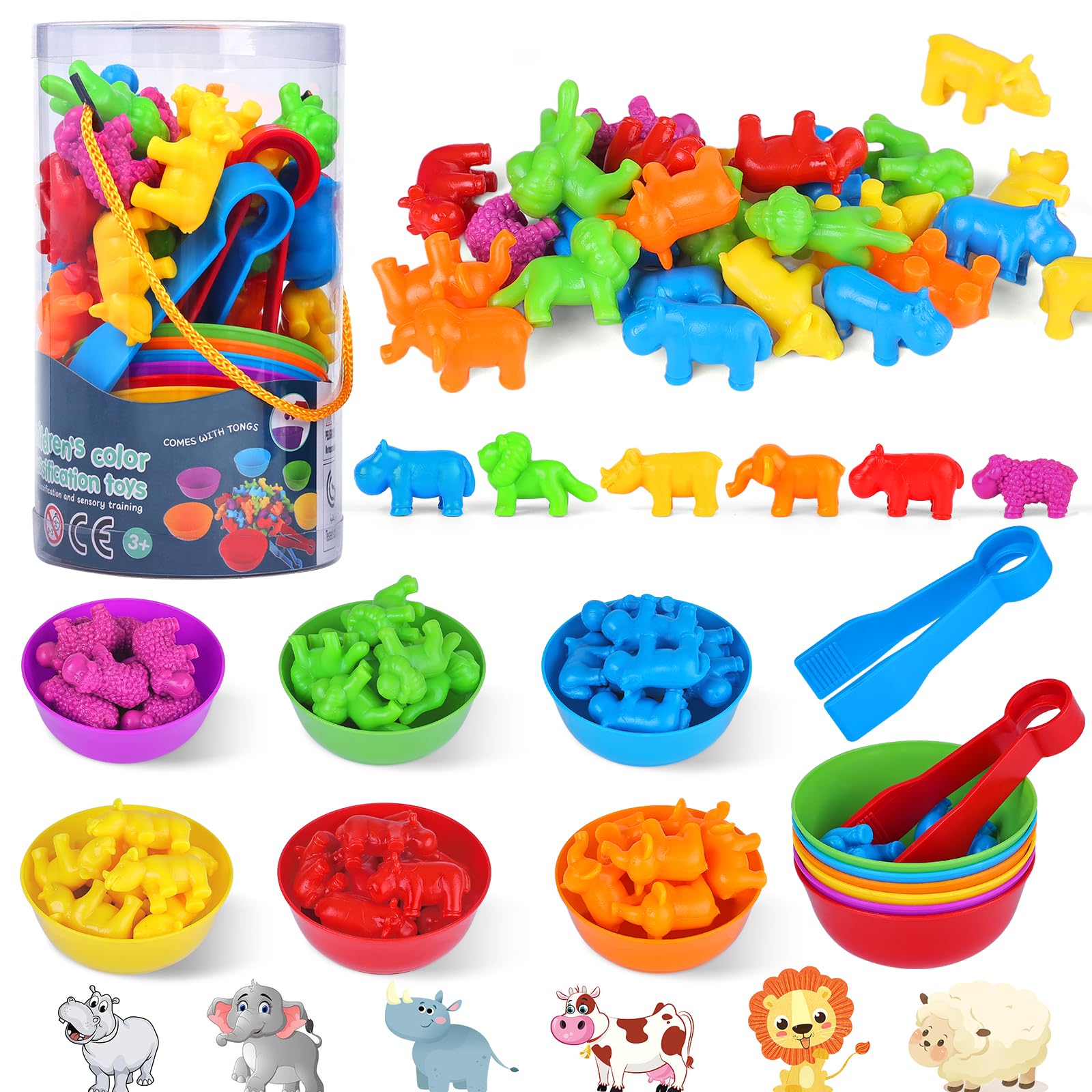 JMANNI Montessori Counting Toys, Kids Animal Sorting Toys with Bowl ...
