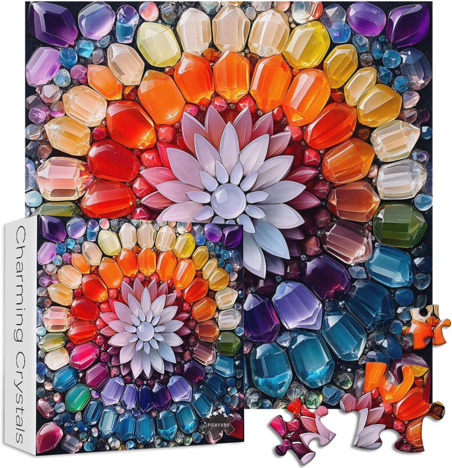Amazon.com: PICKFORU Crystal Puzzles for Adults 1000 Pieces, Gem Art ...