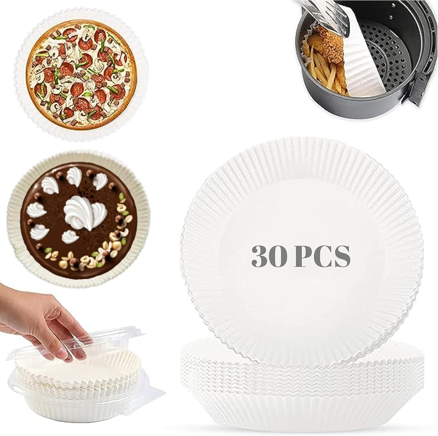 HOMESHOPA Cake Tin Liners 16cm 30 Pack, Non-Stick Siliconised ...