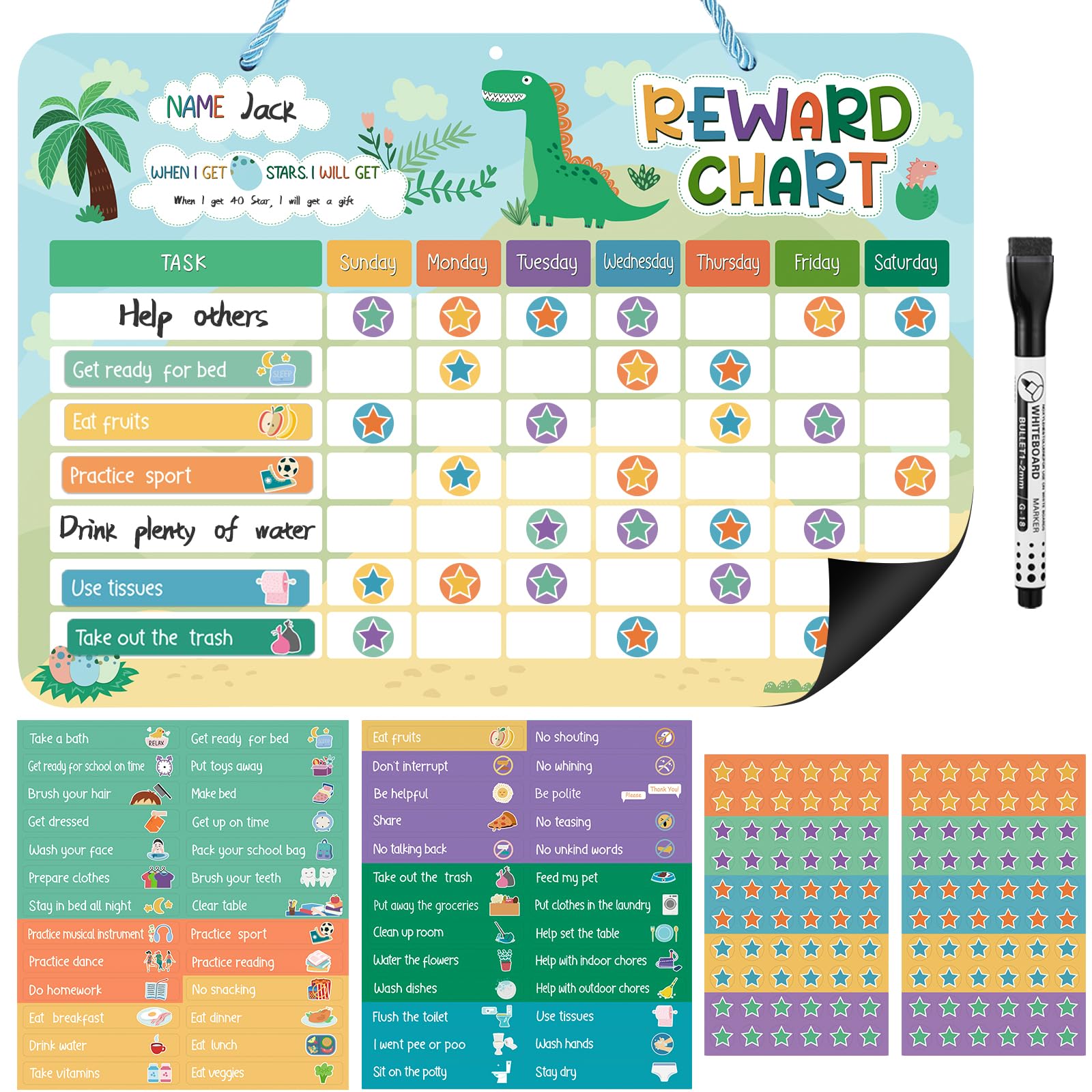 Snapklik.com : Reward Chart For Kids, Dinosaur Magnetic Behavior Chart ...