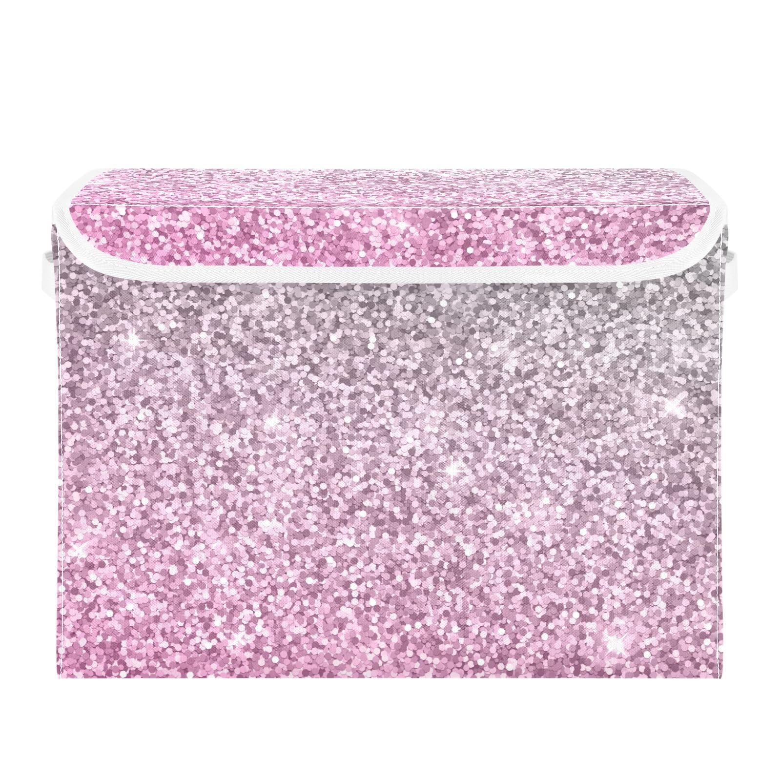 Amazon.com: GAIGEO Silver Pink Glitter Foldable Storage Box, Stackable ...