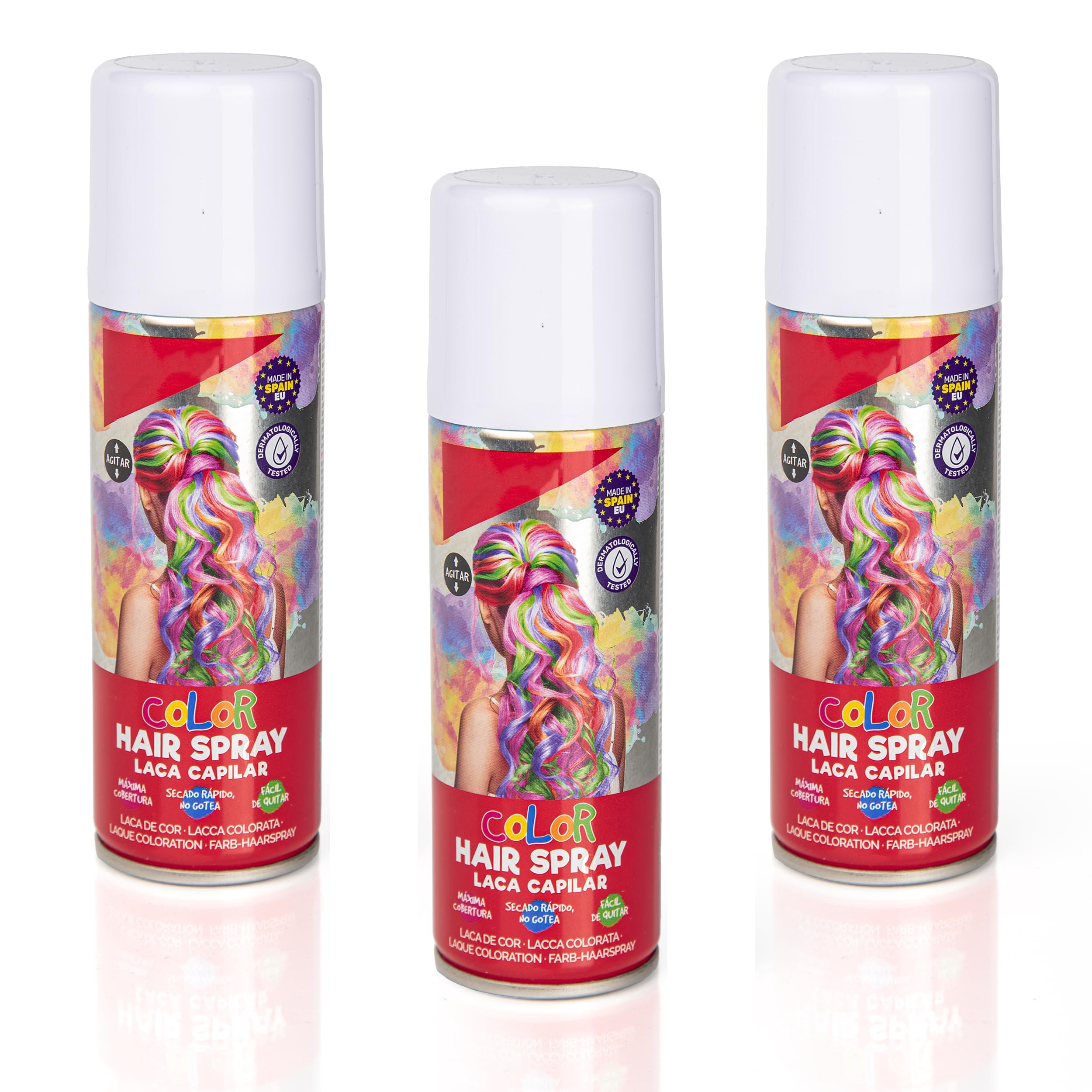 Pack 3 Laca de Pelo Color Blanco 125ml - Spray Colores para Cabello ...