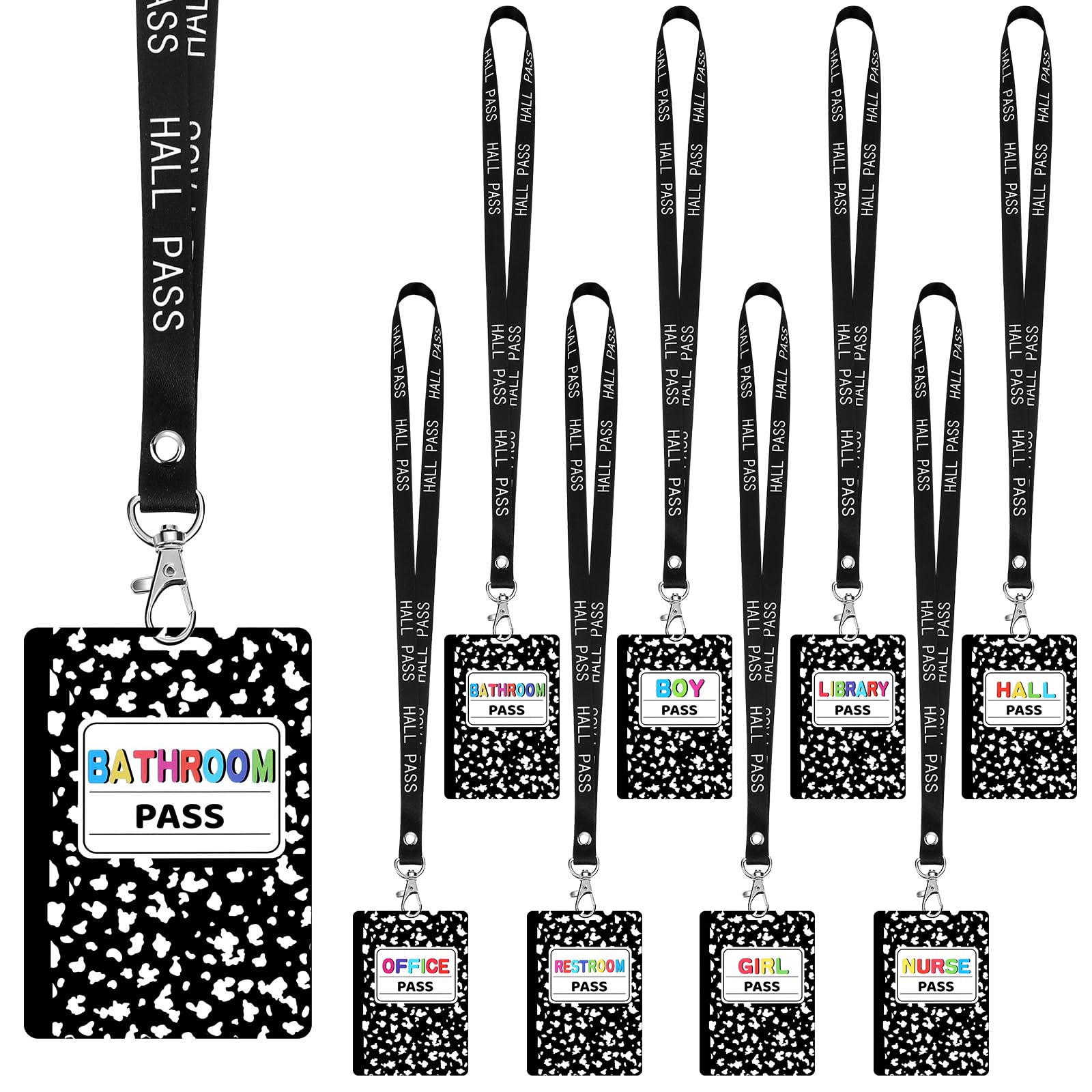Snapklik.com : Fuyoooo 16 Pcs PVC Hall Pass Lanyards Unbreakable Hall ...