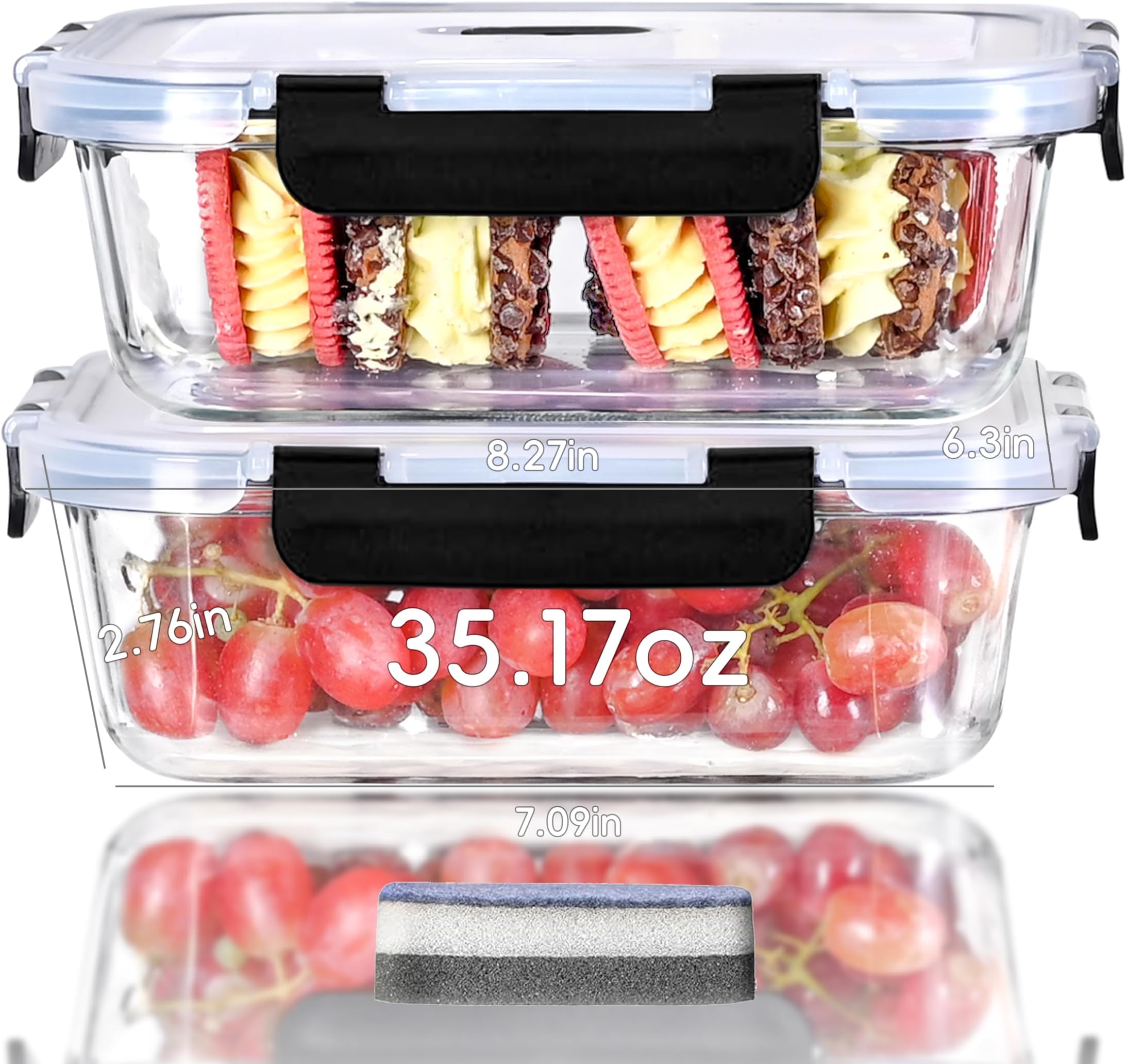 Curver Glass Airtight Food Storage Container- 1.8L Capacity with Clip ...