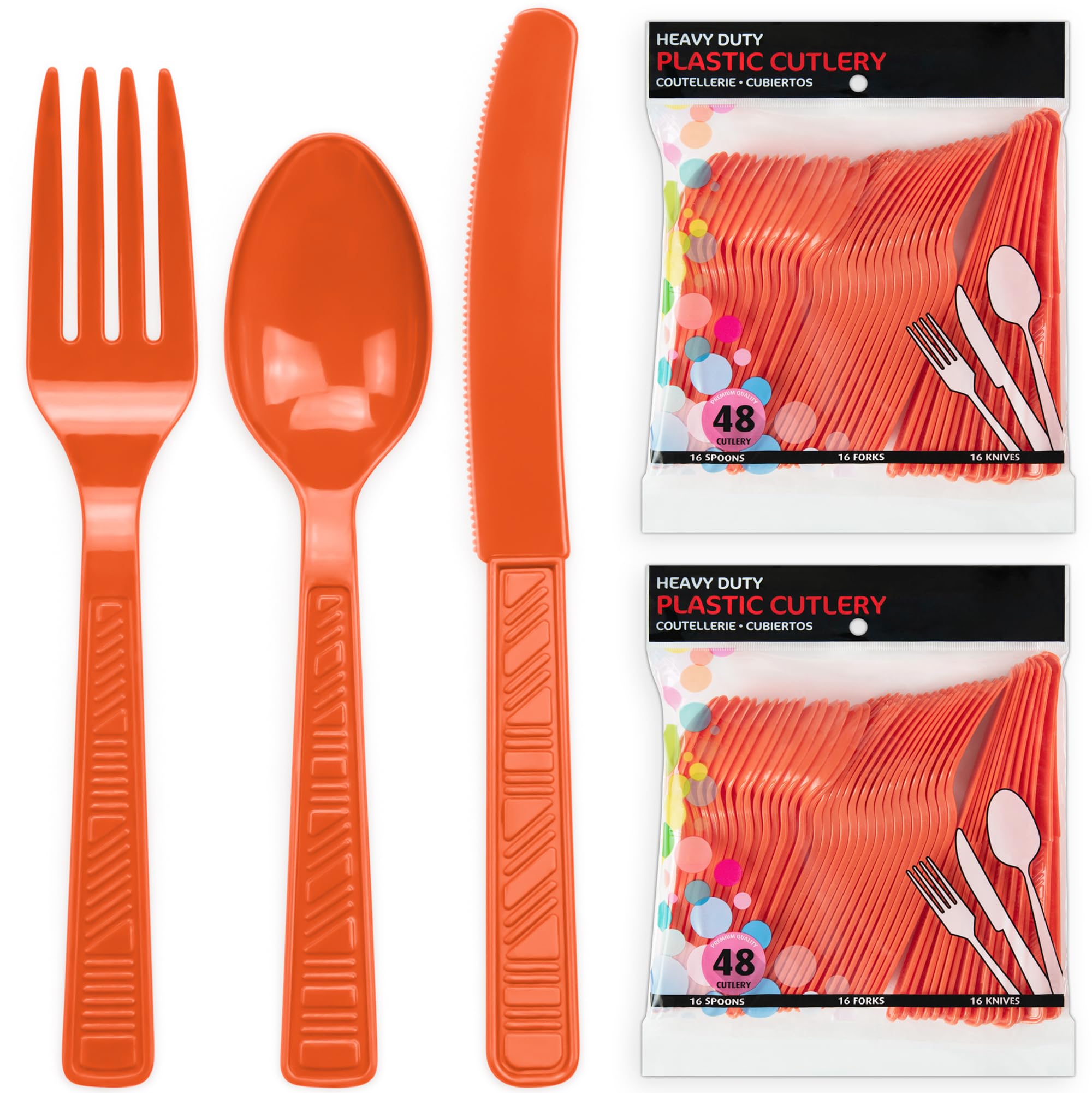 Amazon.com: DecorRack Plastic Cutlery Set, Orange Plastic Silverware ...