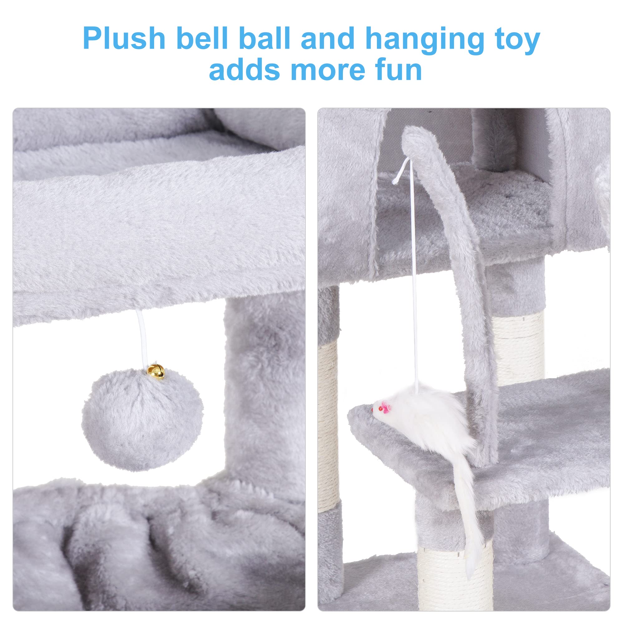 Hey-brother Cat Tree with Toy, Cat Tower for Indoor Cats, Cat House ...