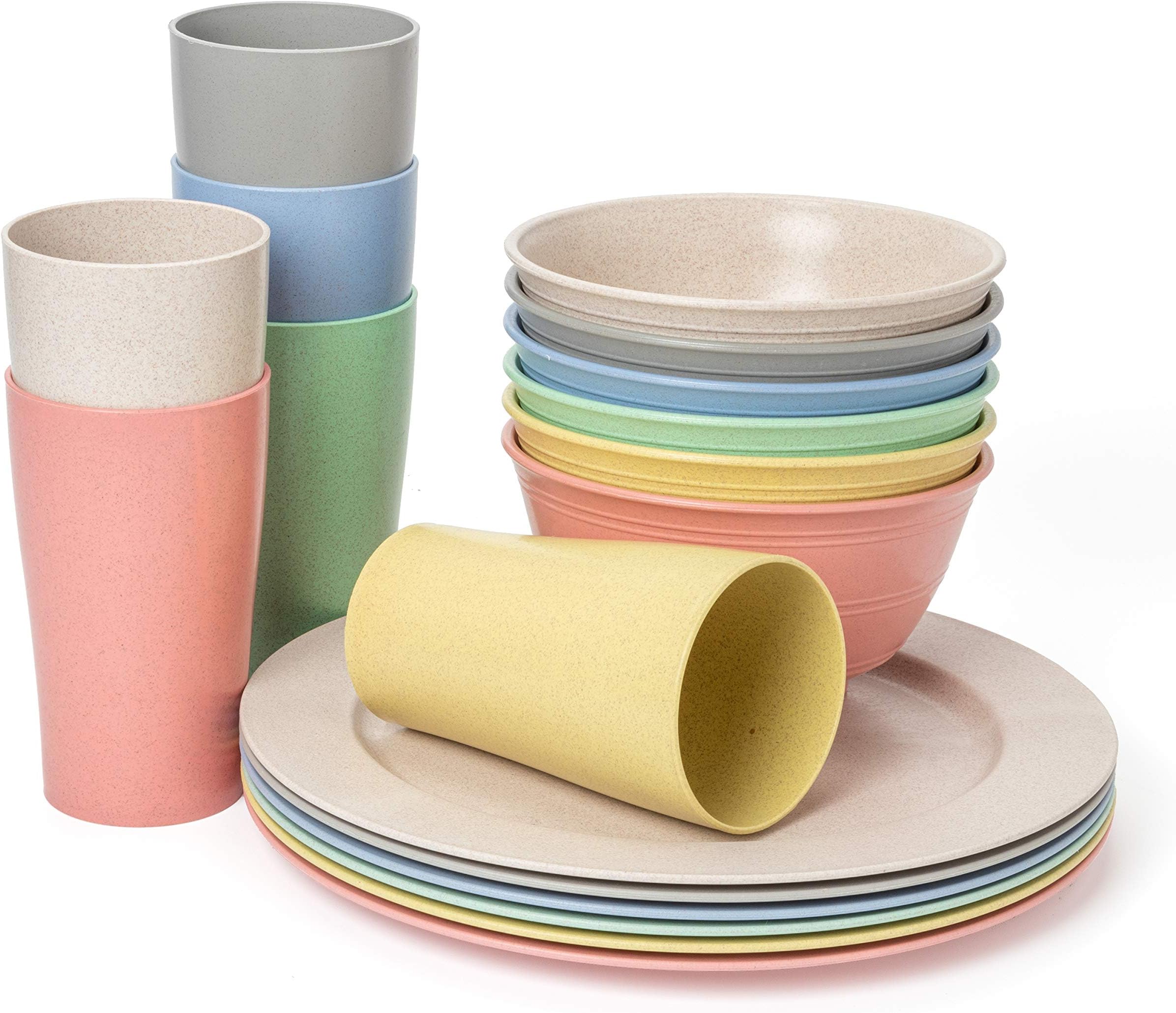 Amazon.com: PLASKIDY Kids Plastic Dinnerware Set - 36 Pc Reusable ...