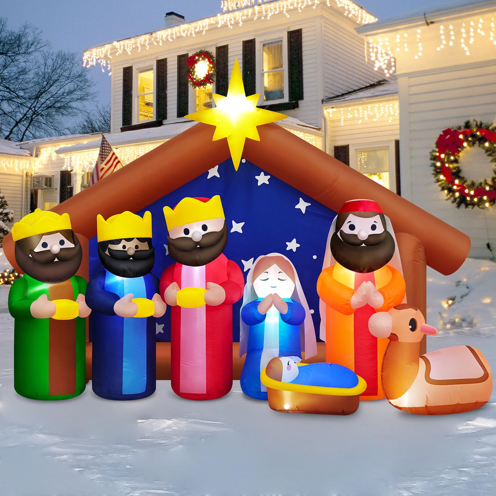 Snapklik.com : MICOCAH 8FT Christmas Inflatable Nativity Scene Outdoor ...