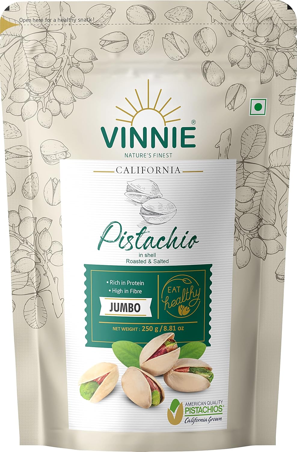 Vinnie American Jumbo Inshell Pistachios - Natural Pista Fruit ...