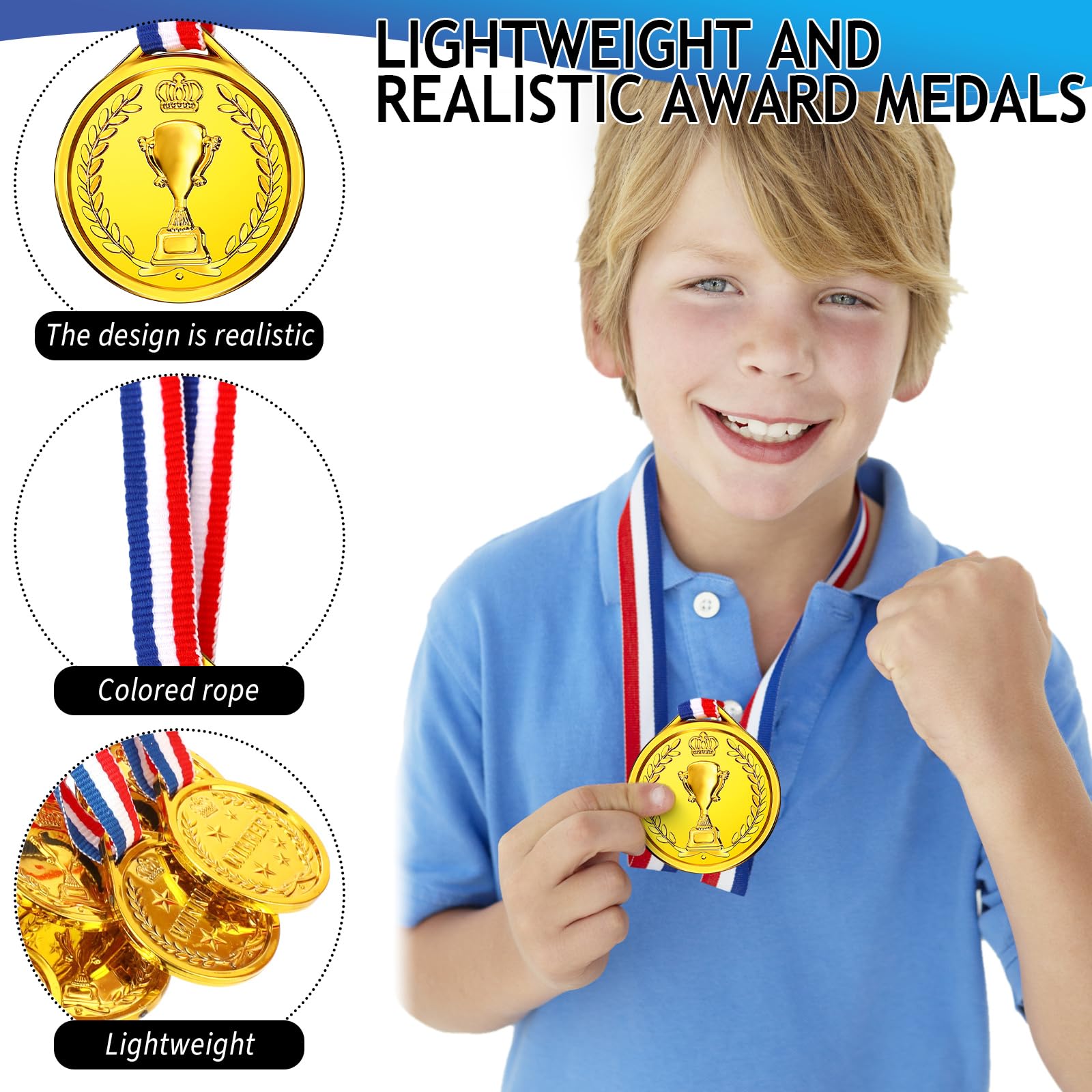 Snapklik.com : Gejoy 30 Pcs Gold Plastic Winner Award Medals, Winner ...