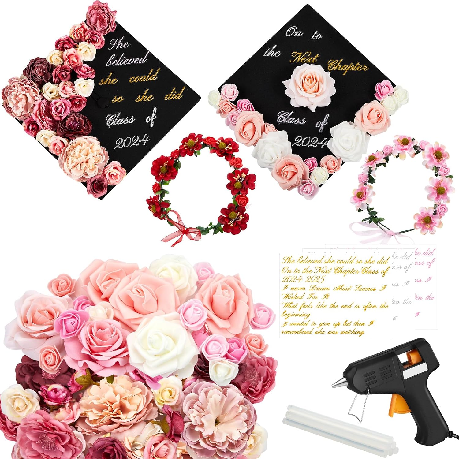 Amazon.com: Thiccywoov 99 Pcs DIY Handmade Graduation Cap Decorations ...
