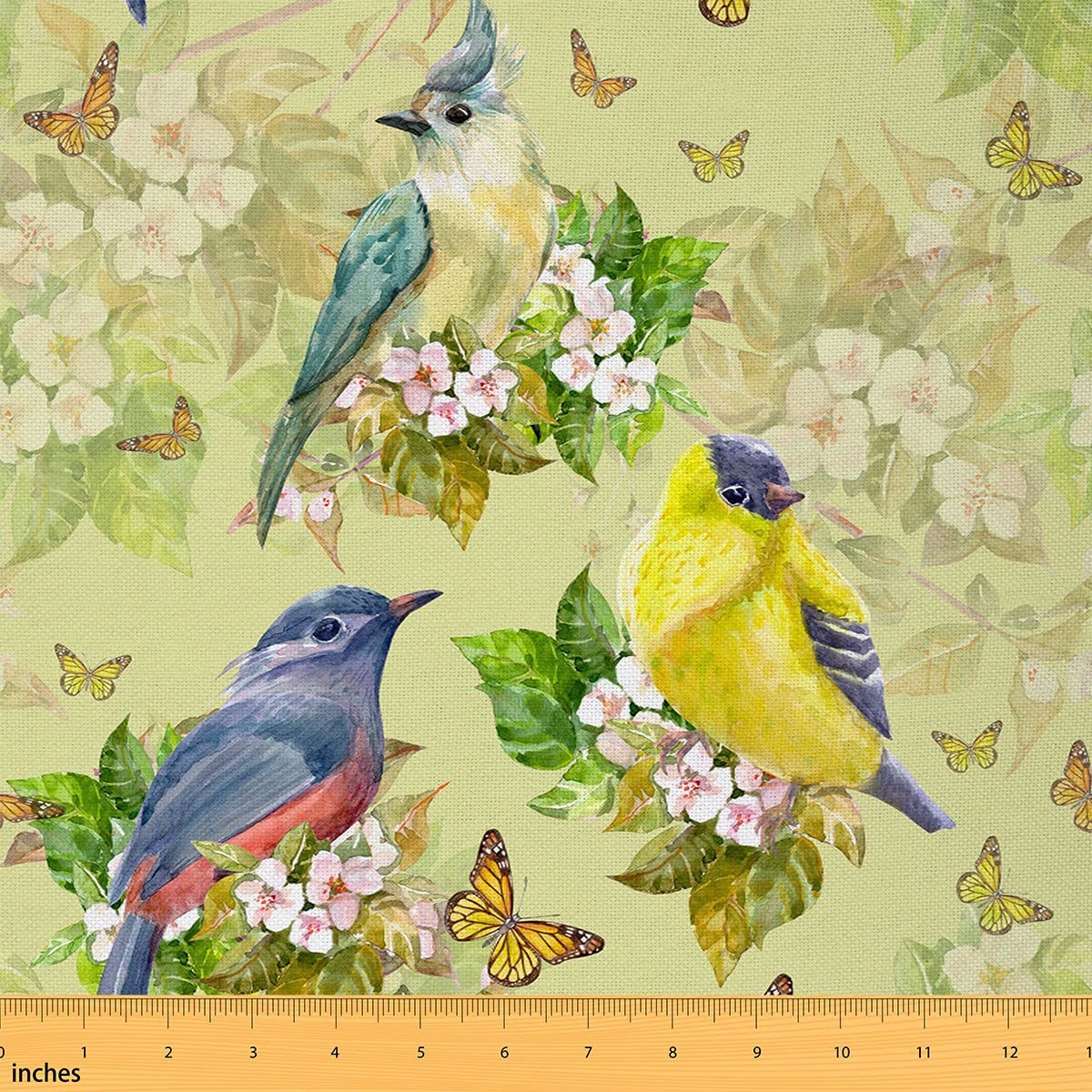 Amazon.com: Cute Birds Fabric by The Yard Colorful Wild Animal ...