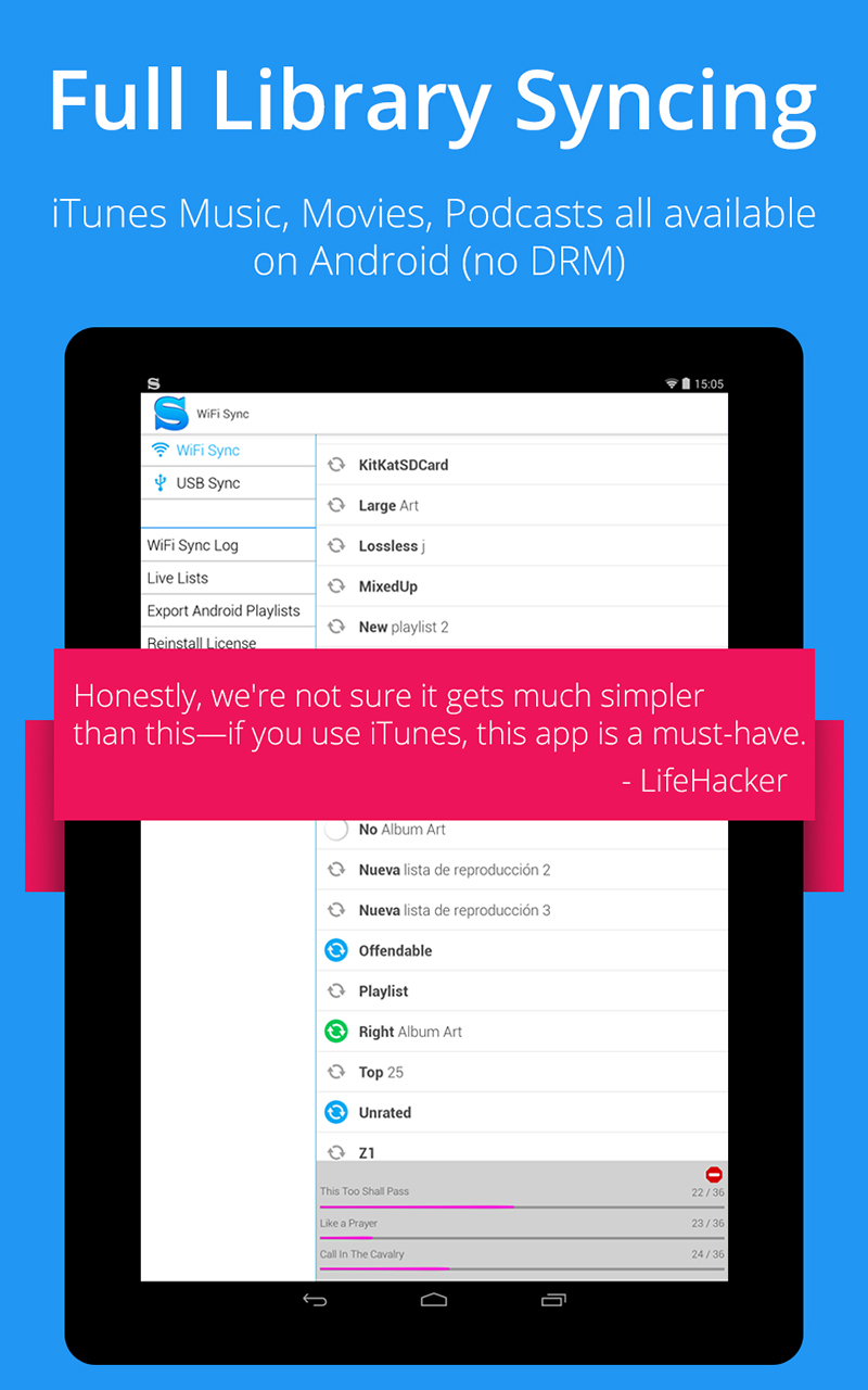 iSyncr for iTunes to Android (Pro) - App on Amazon Appstore