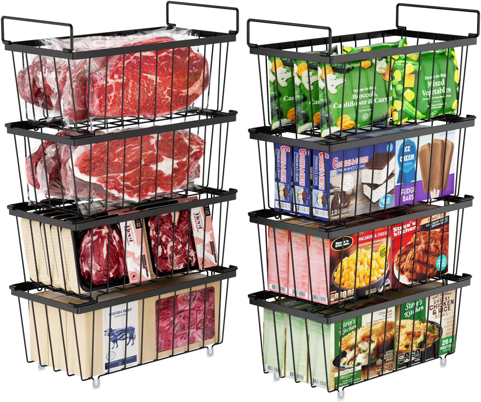 Amazon.com: iSPECLE Freezer Organizer Bins - 4 Pack Stackable Chest Freezer Organizer for 5 Cu ...