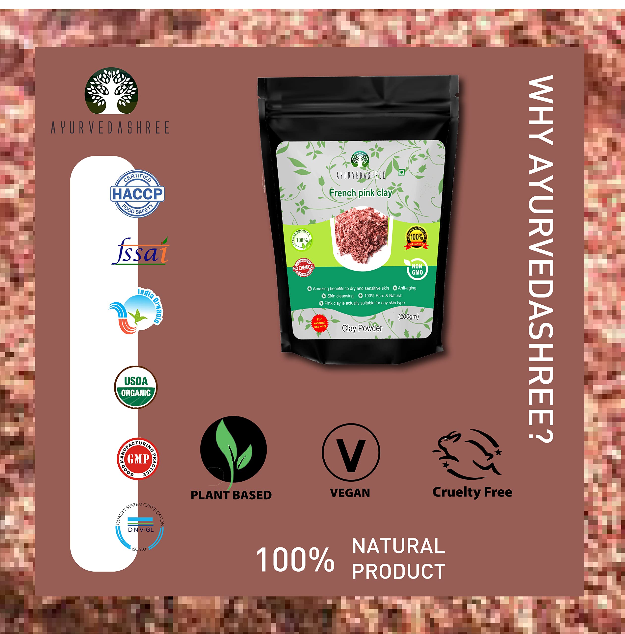 Snapklik.com : French Pink Clay Powder, 200 Gm, Montmorillonite Pink ...