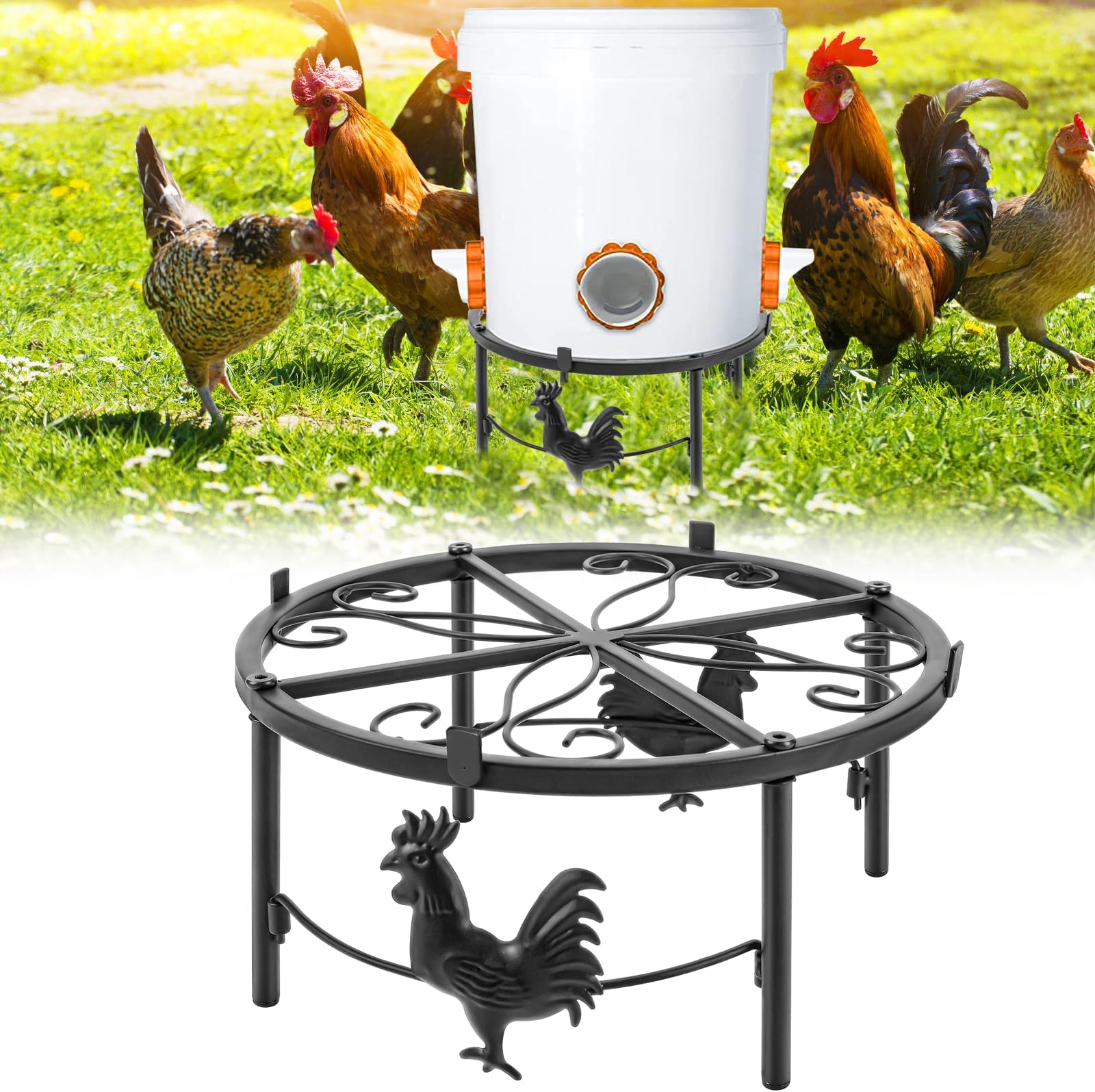 Amazon.com: 2 Pcs Metal Stand for Chicken Feeder Waterer, Heavy Duty ...