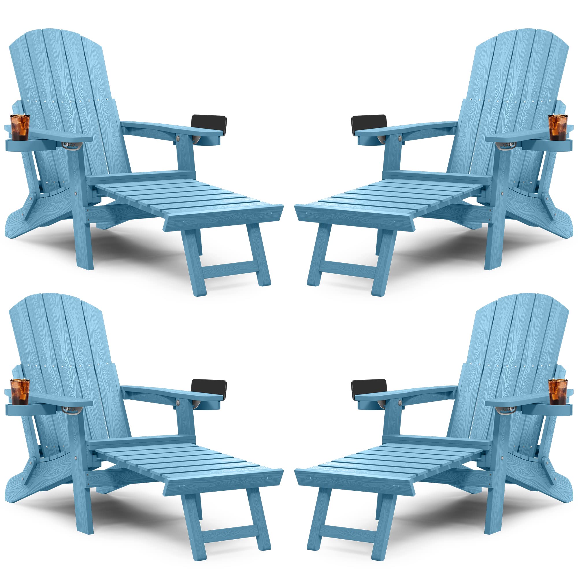Amazon.com : YEFU Adirondack Chair with Ottoman Set of 4, Adjustable ...