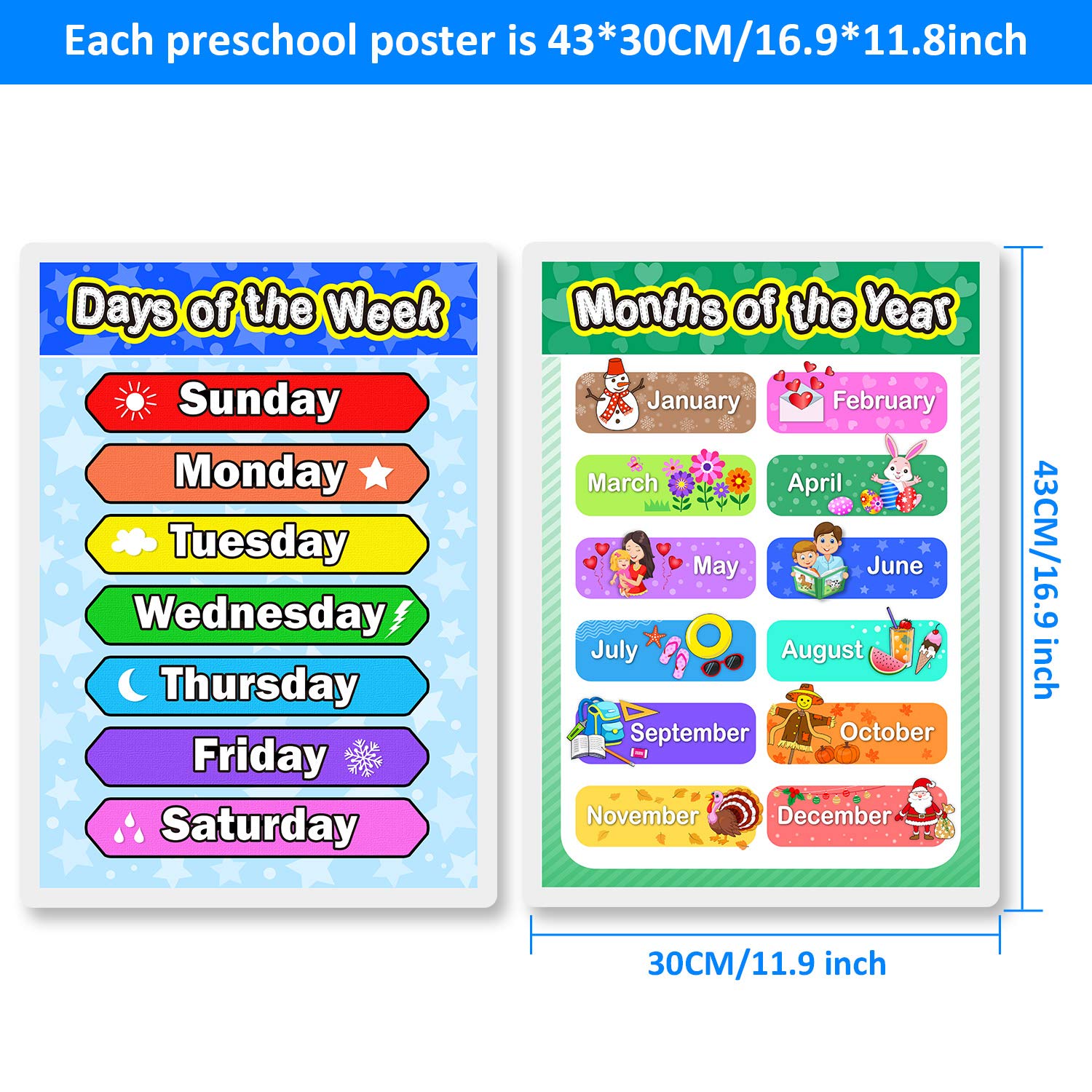 Snapklik.com : Laminated Preschool Poster For Toddlers And Kids, 2 ...