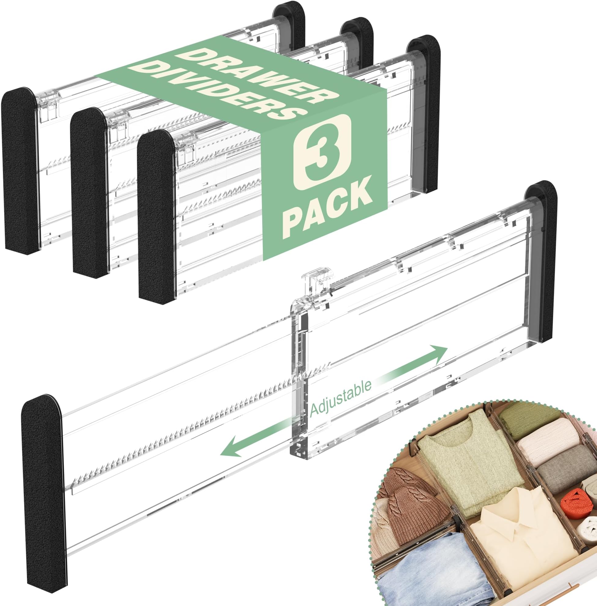 Amazon.com: Dial Industries Adjustable Dresser Drawer Clothes Organizer ...