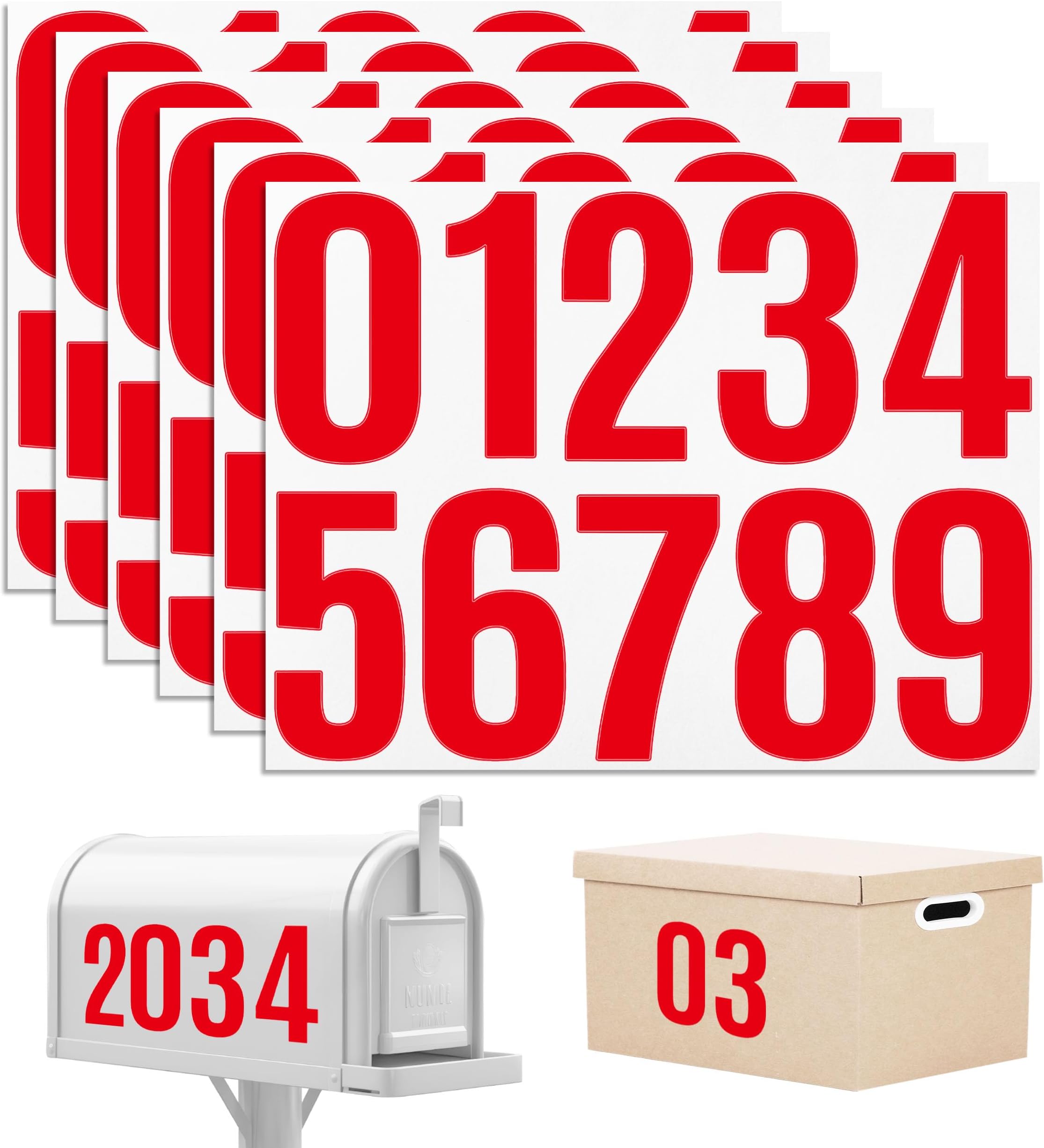 Amazon.com: 6 Sheets Mailbox Numbers Stickers 60 Pieces 4 Inch ...
