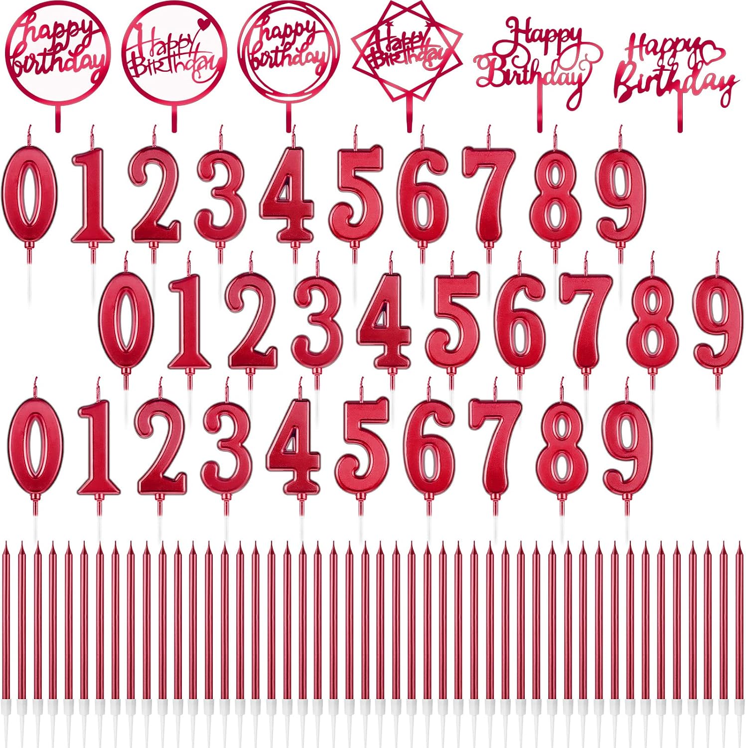 Amazon.com: Shihanee 84 Pcs Birthday Cake Toppers Decorations Long Thin ...
