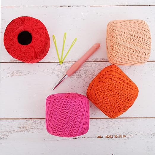 Amazon.com: 100% Pure Cotton Crochet Thread Set by Threadart - Size 3 ...