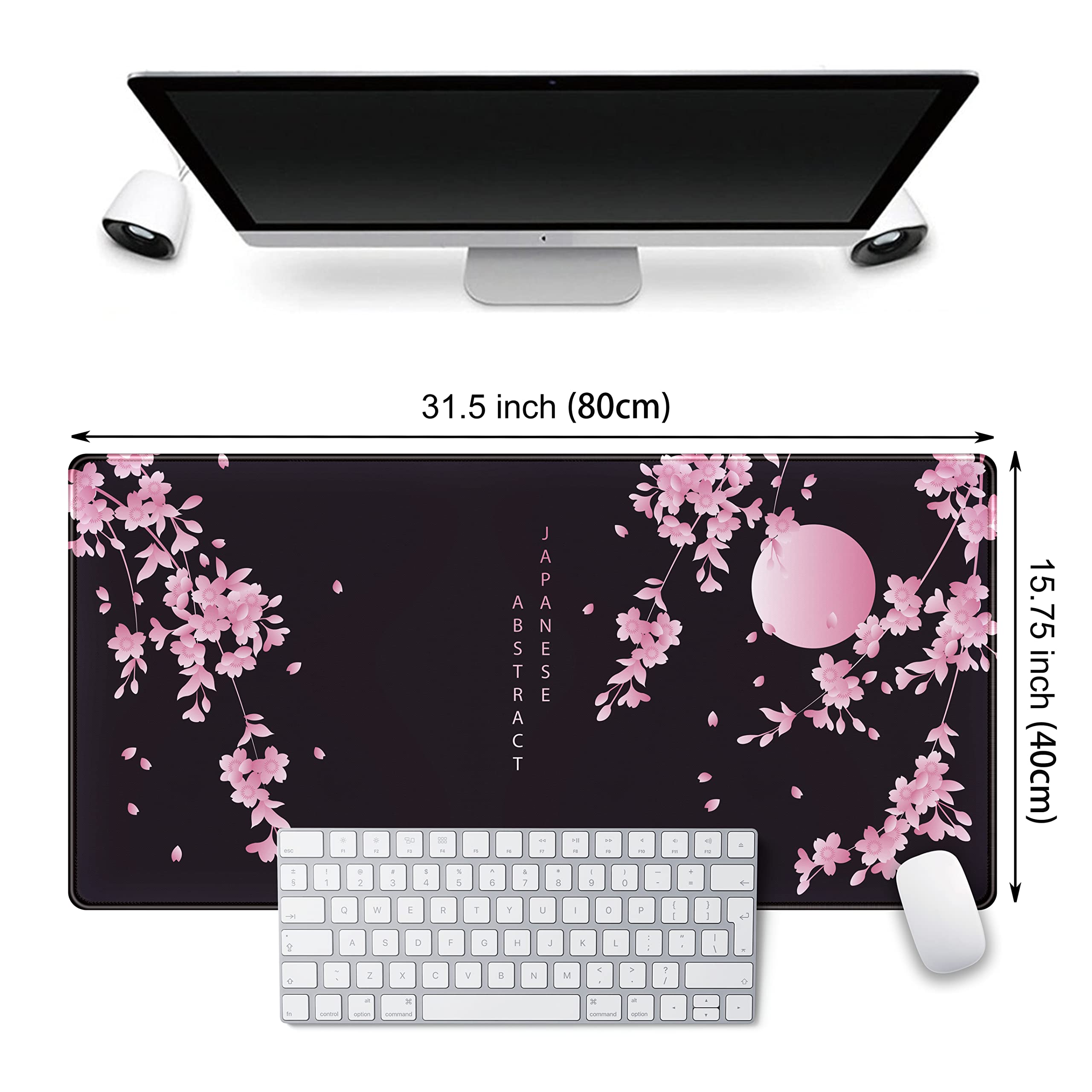 Snapklik.com : Retro Blue Purple Desk Mat Cherry Blossom Desk Pad Cute ...