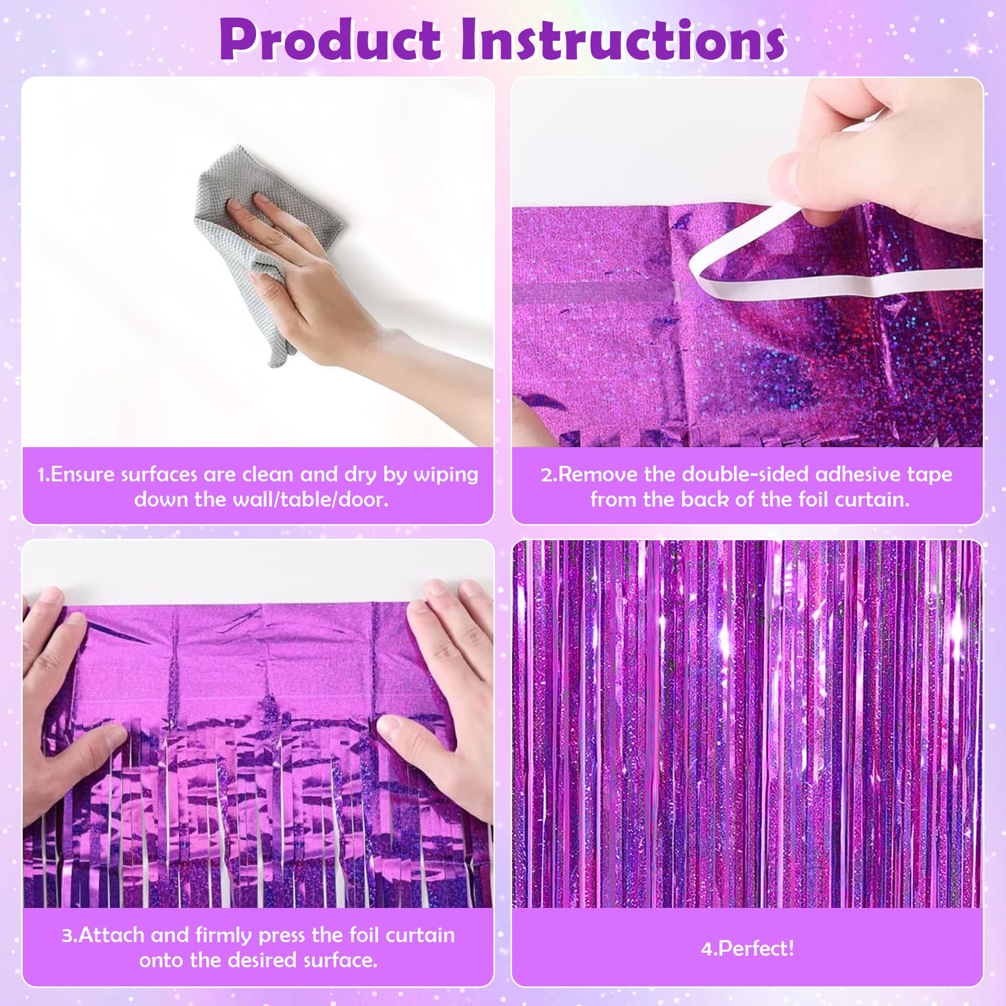 Snapklik.com : OHOME Hot Pink Tinsel Curtain Party Backdrop Foil Fringe ...