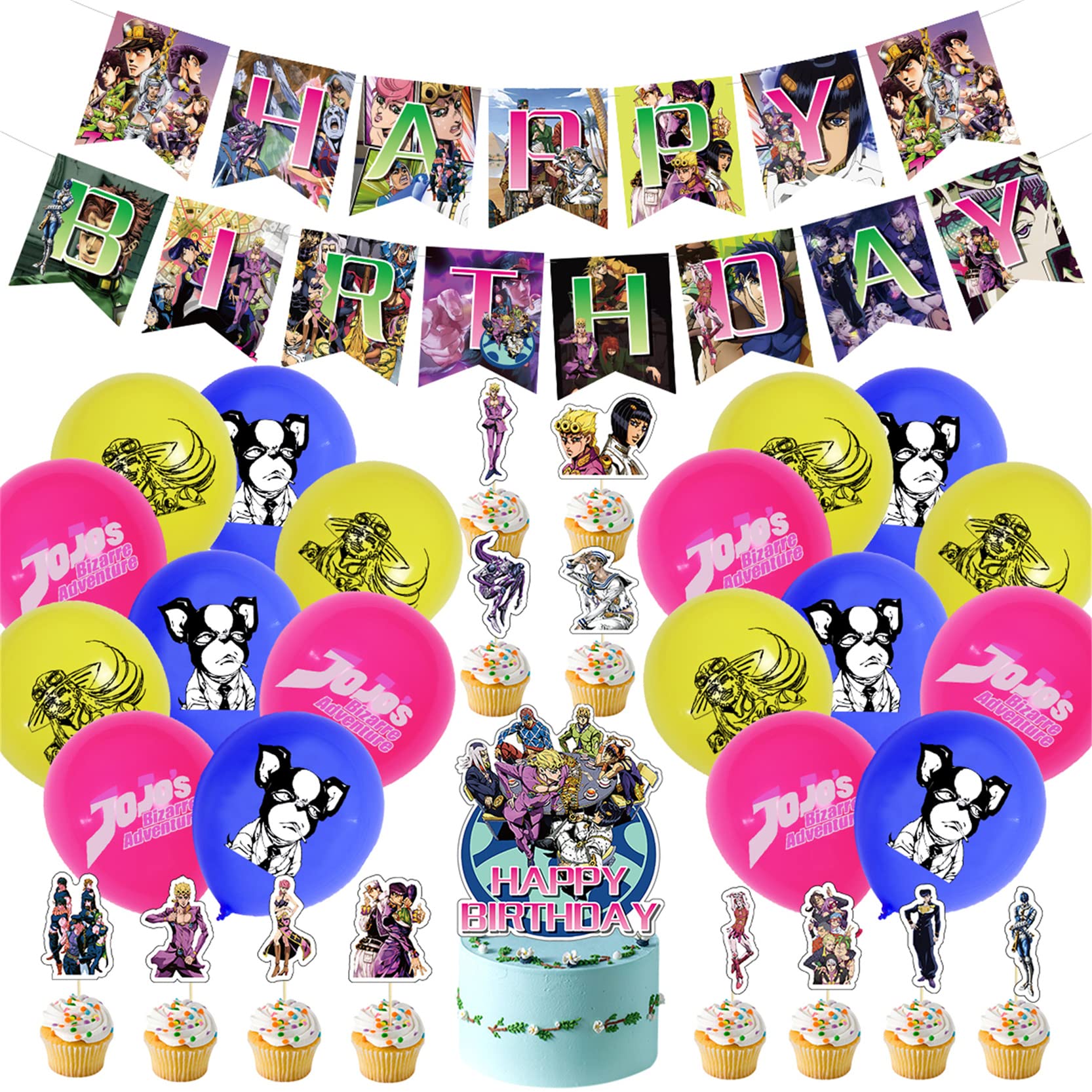 32pcs Jjba Birthday Party Supplies And Decorations Jjba Happy Birthday ...
