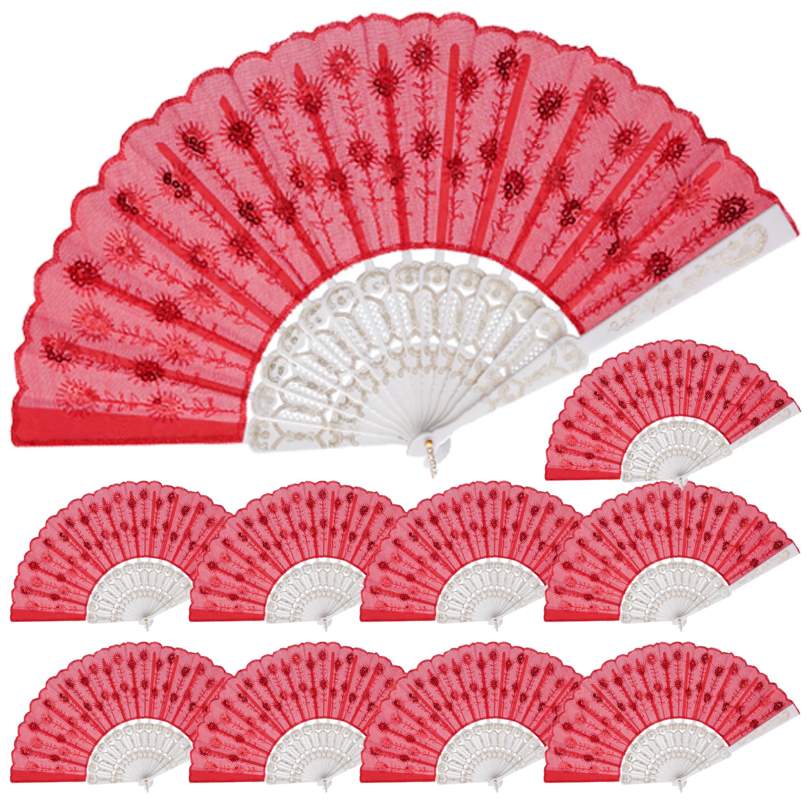 Amazon.com: QIRMIZI 30 PACK Fabric Folding Handheld Fans, Perfect for ...