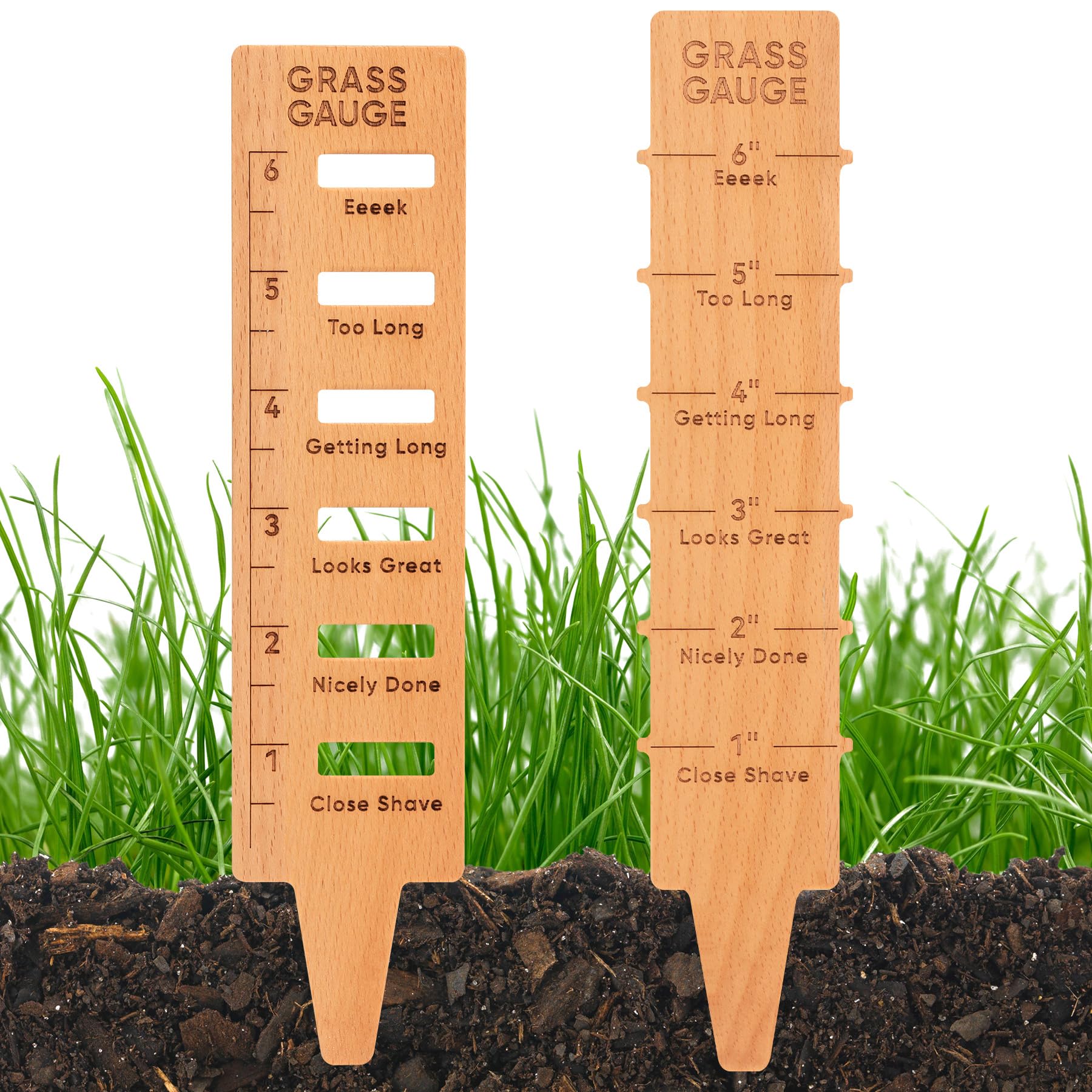 Amazon.com : 2pcs Grass Gauge Ruler Wooden Outdoor Grass Trim ...