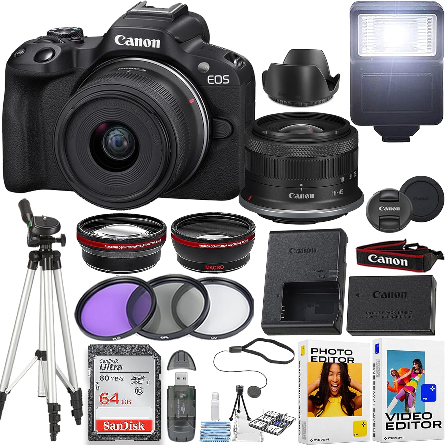 Amazon.com : Canon EOS R50 Mirrorless Camera + Canon RF-S 18-45mm f/4.5 ...