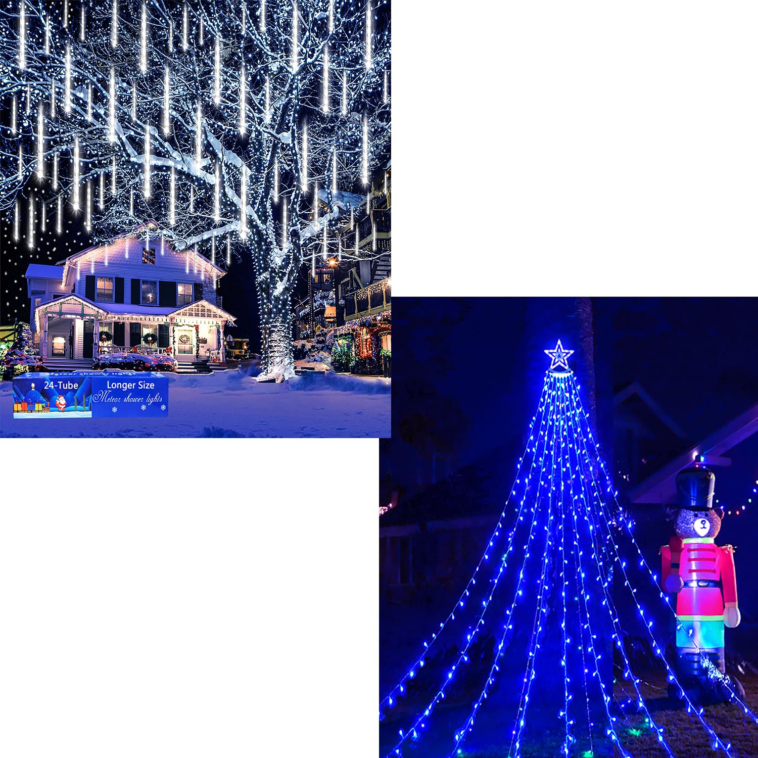 24 Tubes Large Size Meteor Lights + Waterfall Christmas Lights - Amazon.com