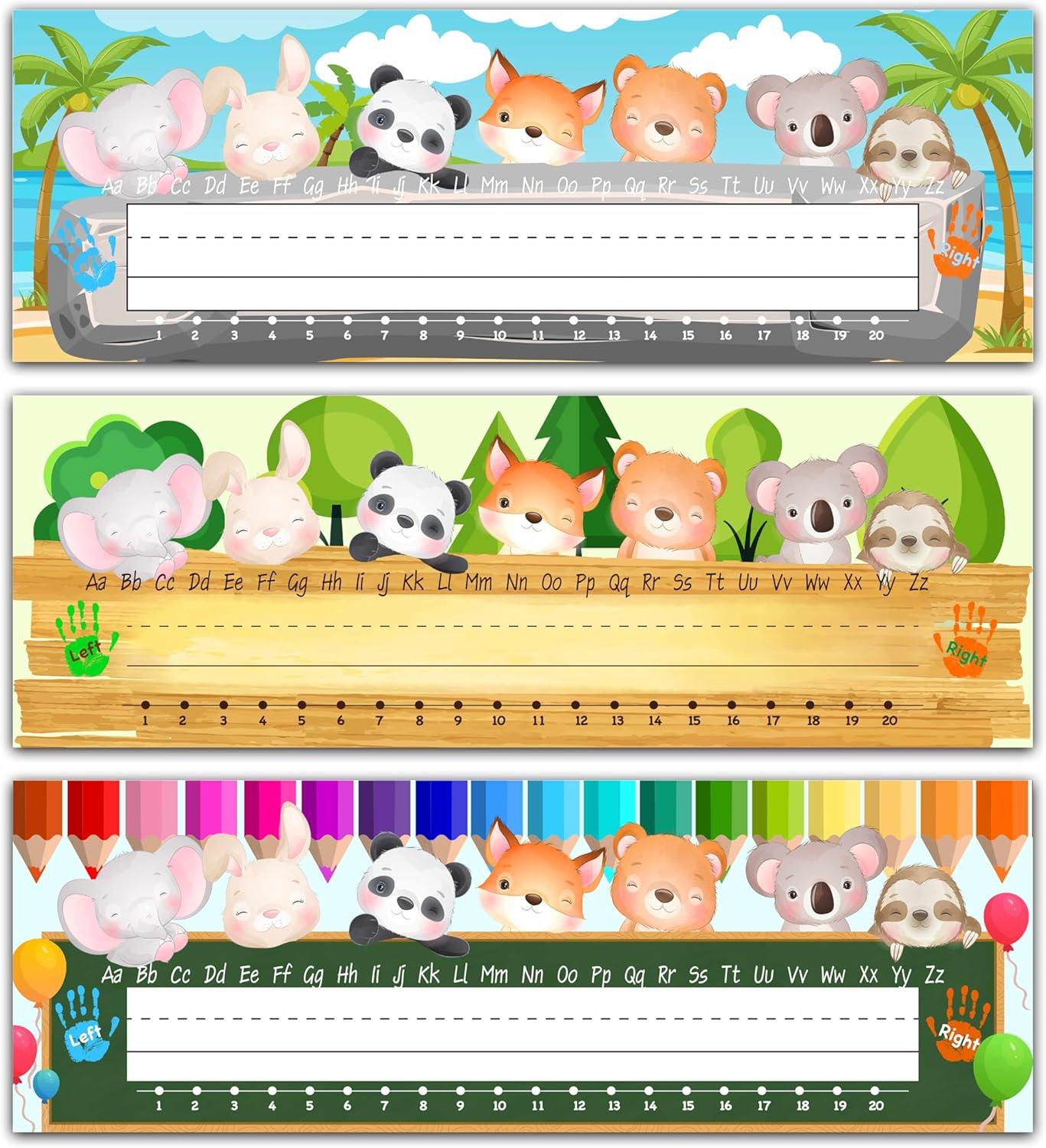 Amazon.com: Safari Animals with Alphabet Name Tags, Number Line Name ...