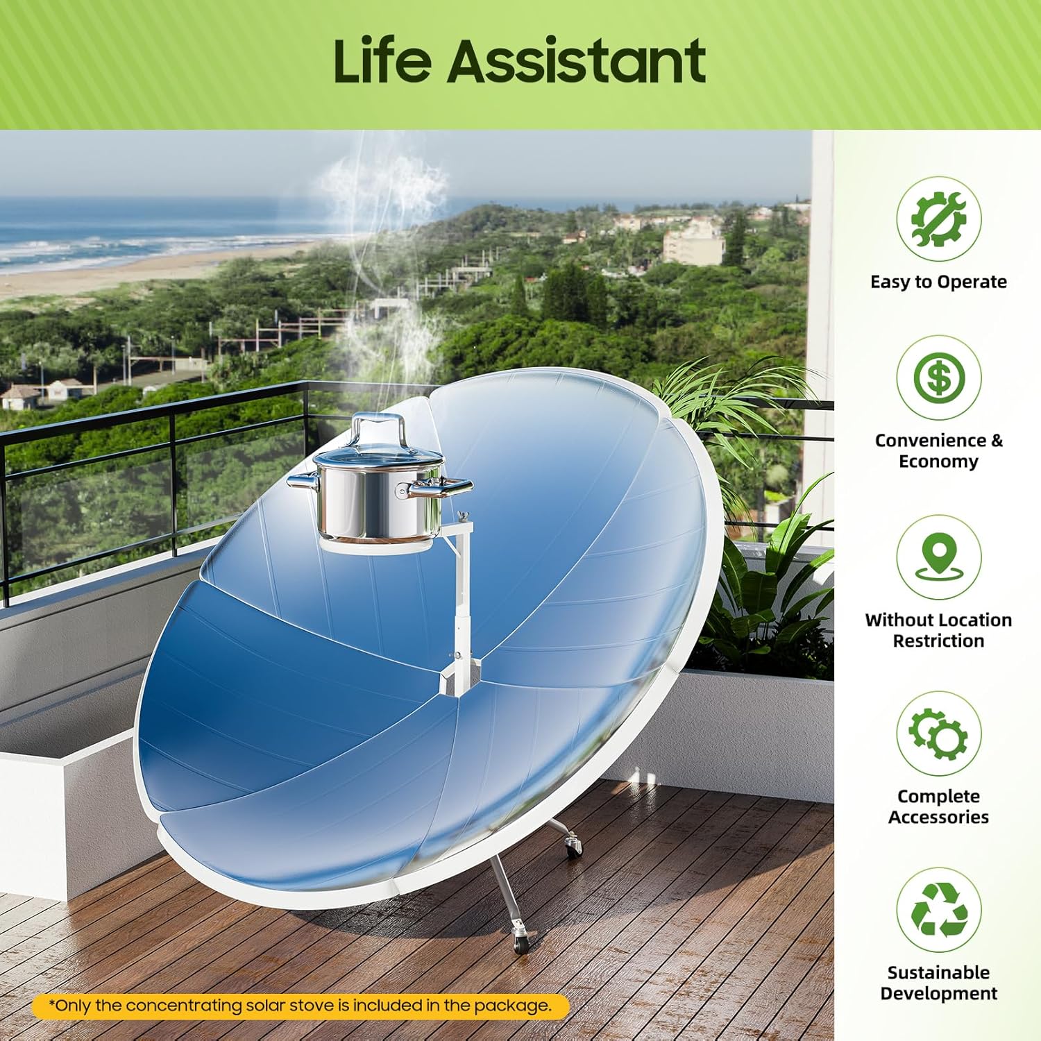 Portable Concentrating Solar Cooker, 1800W 1.5m Philippines | Ubuy