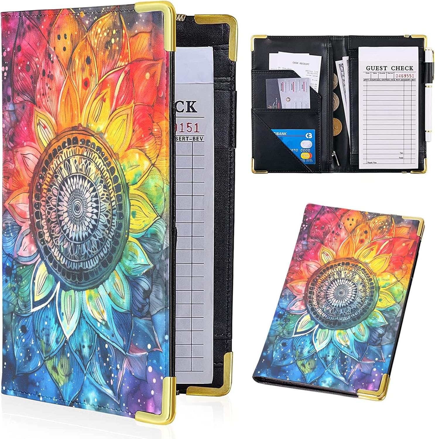 Amazon.com: Aihonmin Floral Server Books for Waitress - Sun Flower ...