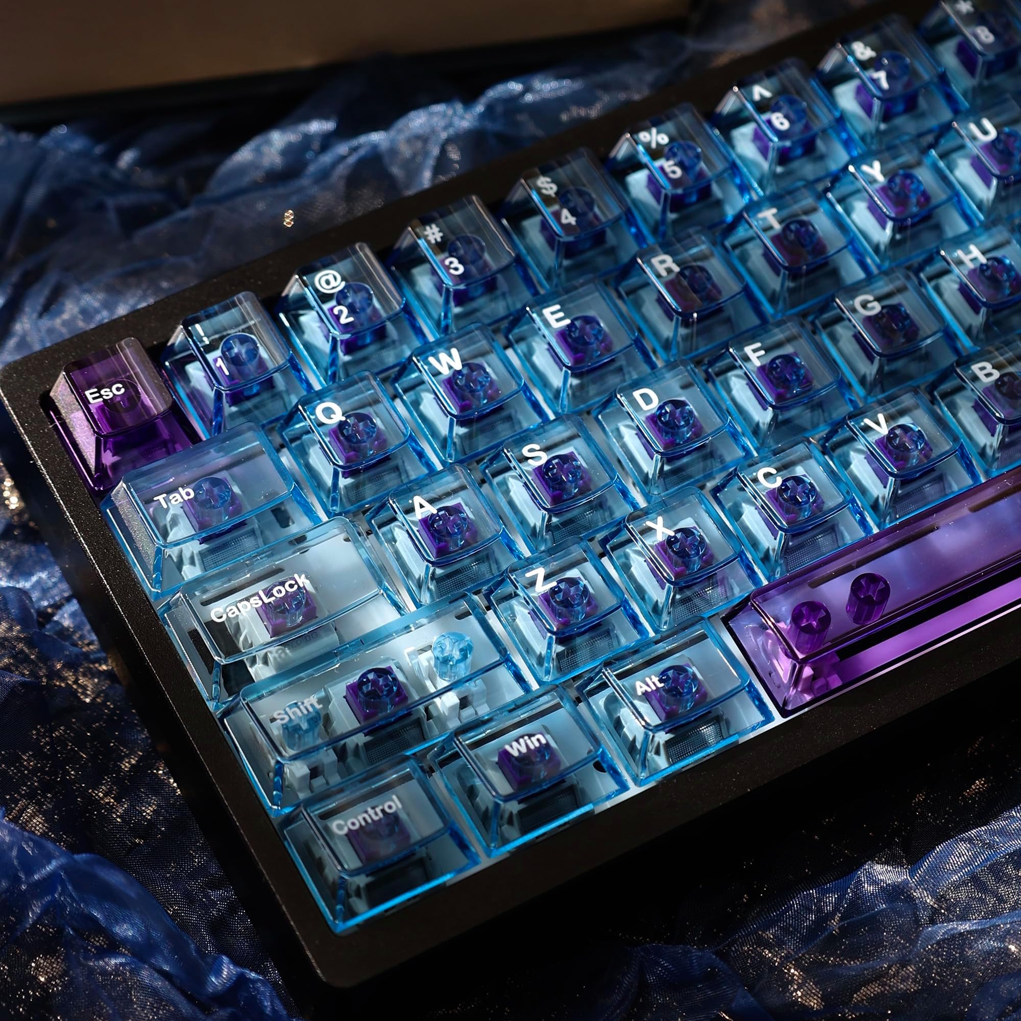 Amazon.com: TIMSEKER 114 Keys Red Crystal Clear Keyboard Keycap Shine ...