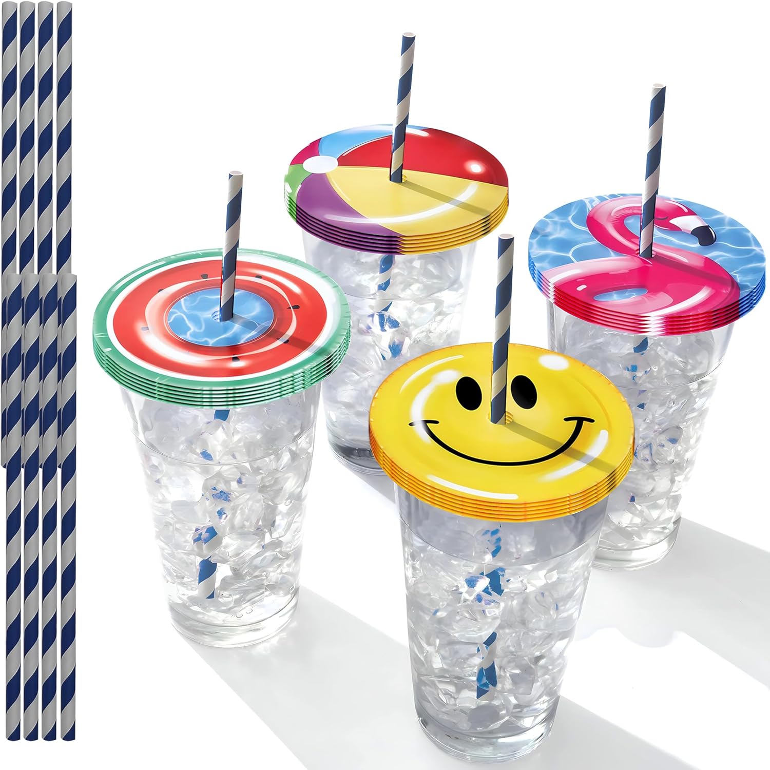 Amazon.com: Assorted Drink Toppers w/Paper Straws - 4.38" (Pack of 12 ...