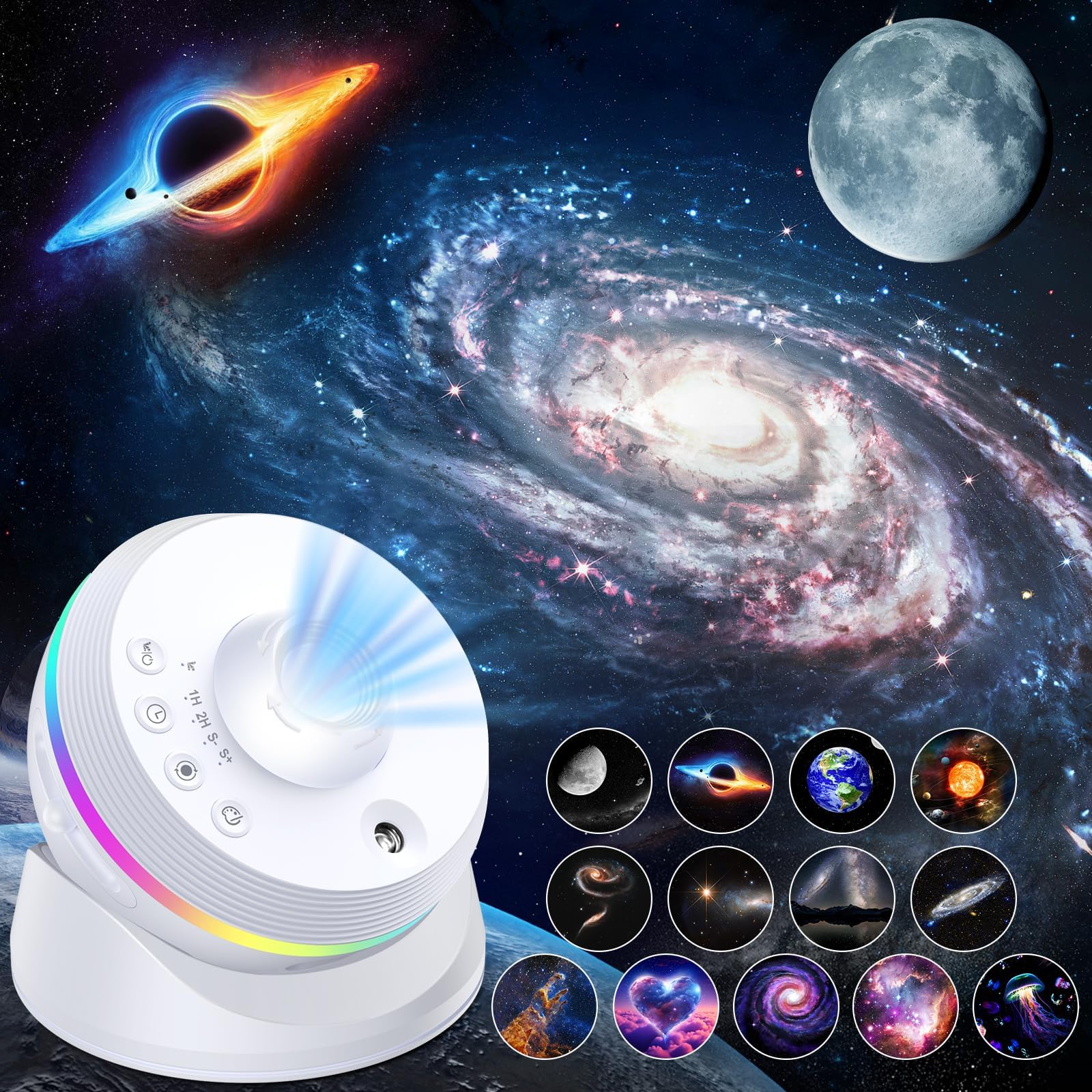 Galaxy Projector, 4K HD Planetarium with 13 Film Discs, 360° Rotatable ...